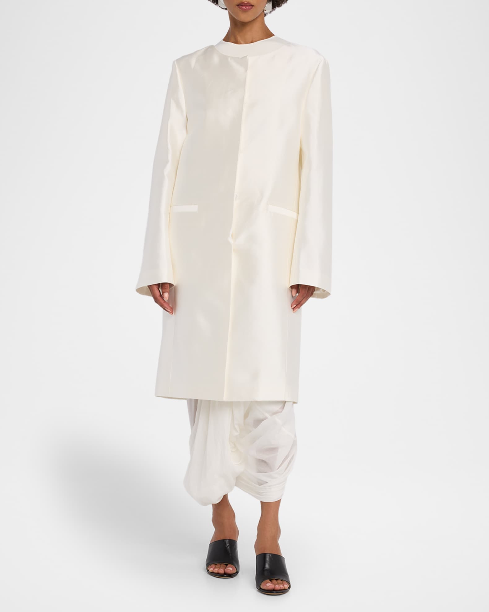 Toteme Silk Collarless Coat | Neiman Marcus