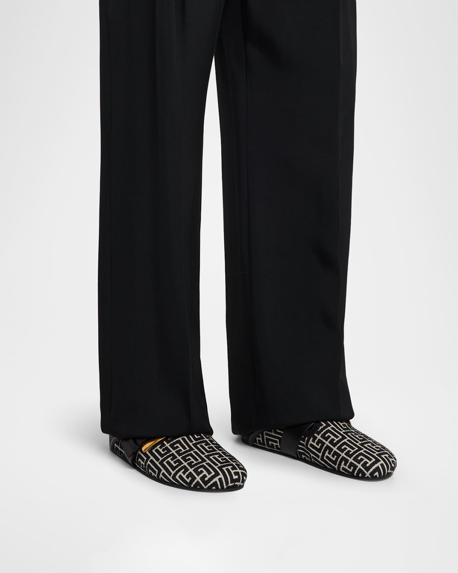 Balmain Men's Anthem PB Monogram Jacquard Canvas Mules | Neiman Marcus