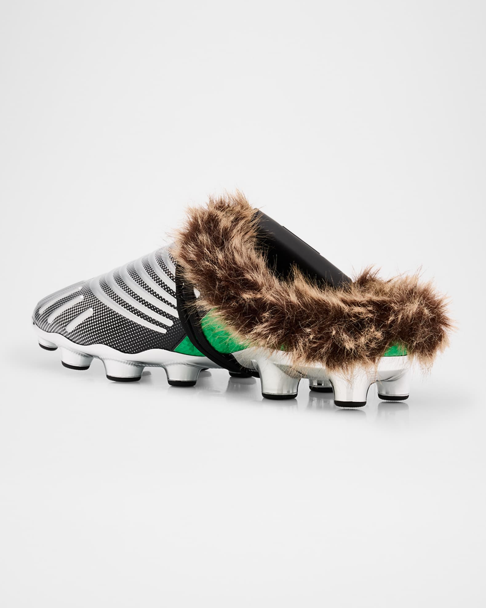 Balmain Men's Half Time Faux Fur-Lined Mules | Neiman Marcus