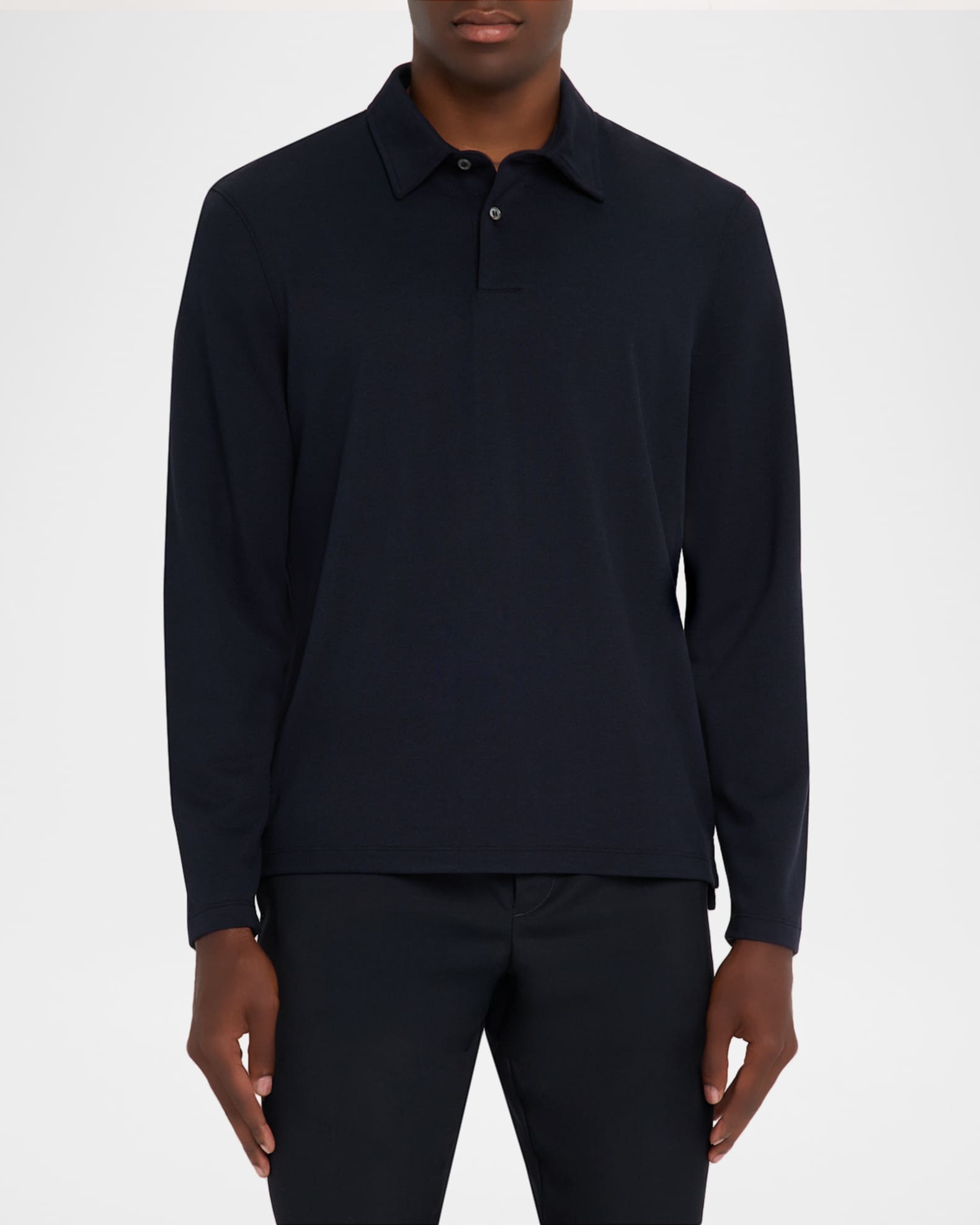 dunhill Men's Cotton and Silk Long-Sleeve Polo Shirt | Neiman Marcus