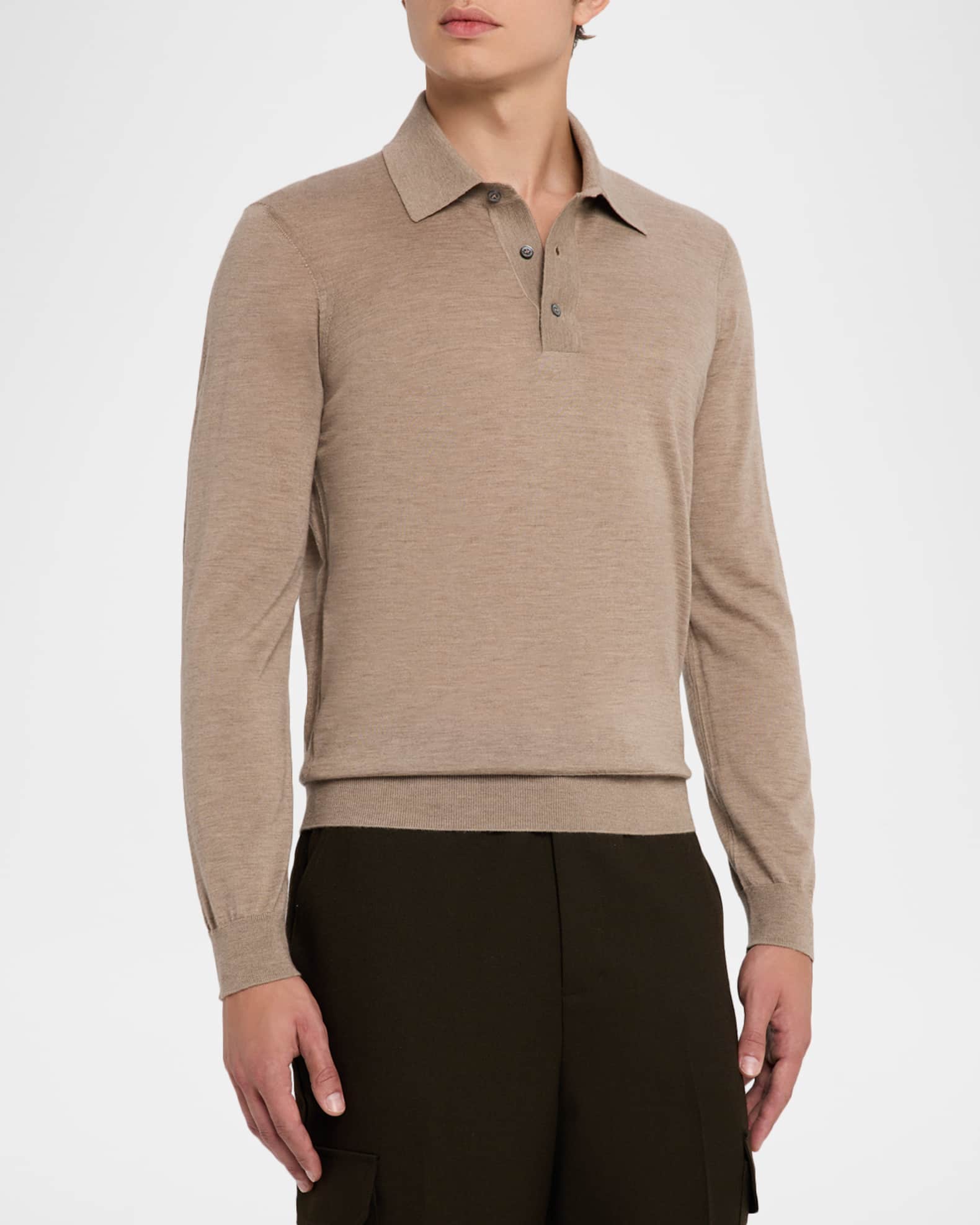 dunhill Men's Super-Fine Cashmere Polo Sweater | Neiman Marcus