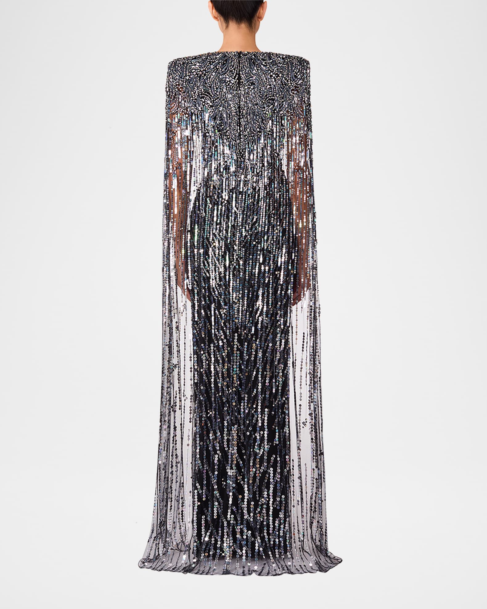 Jenny Packham Gold Rush Embellished Cape Gown | Neiman Marcus