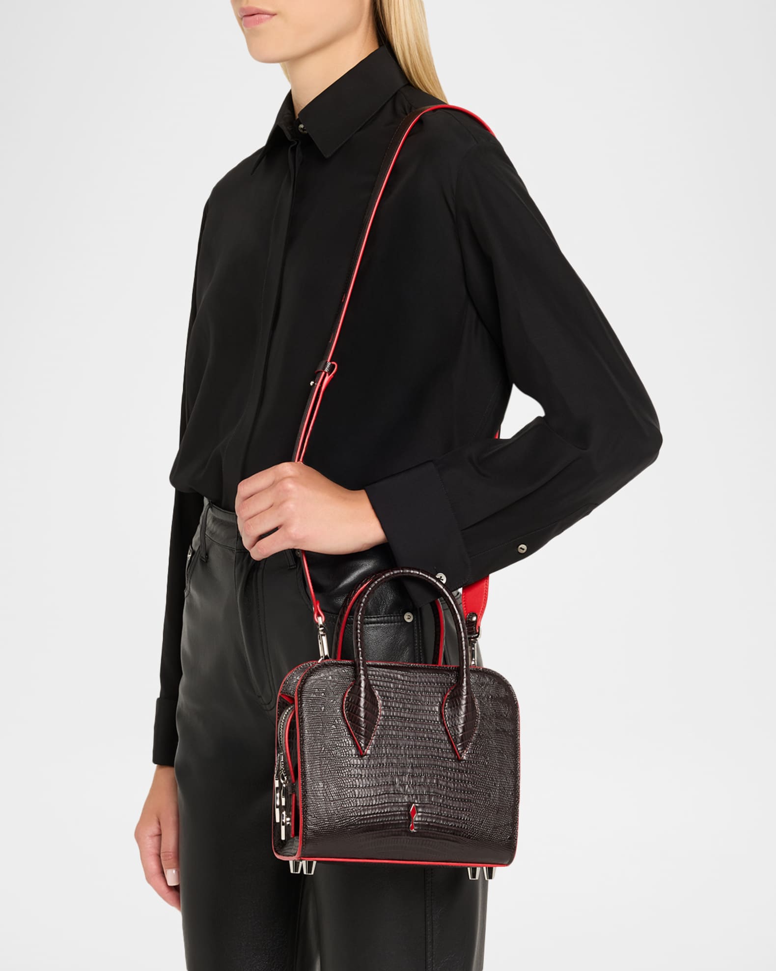 Christian Louboutin Eloise Crossbody Bag in Spiked Lizard-Embossed ...