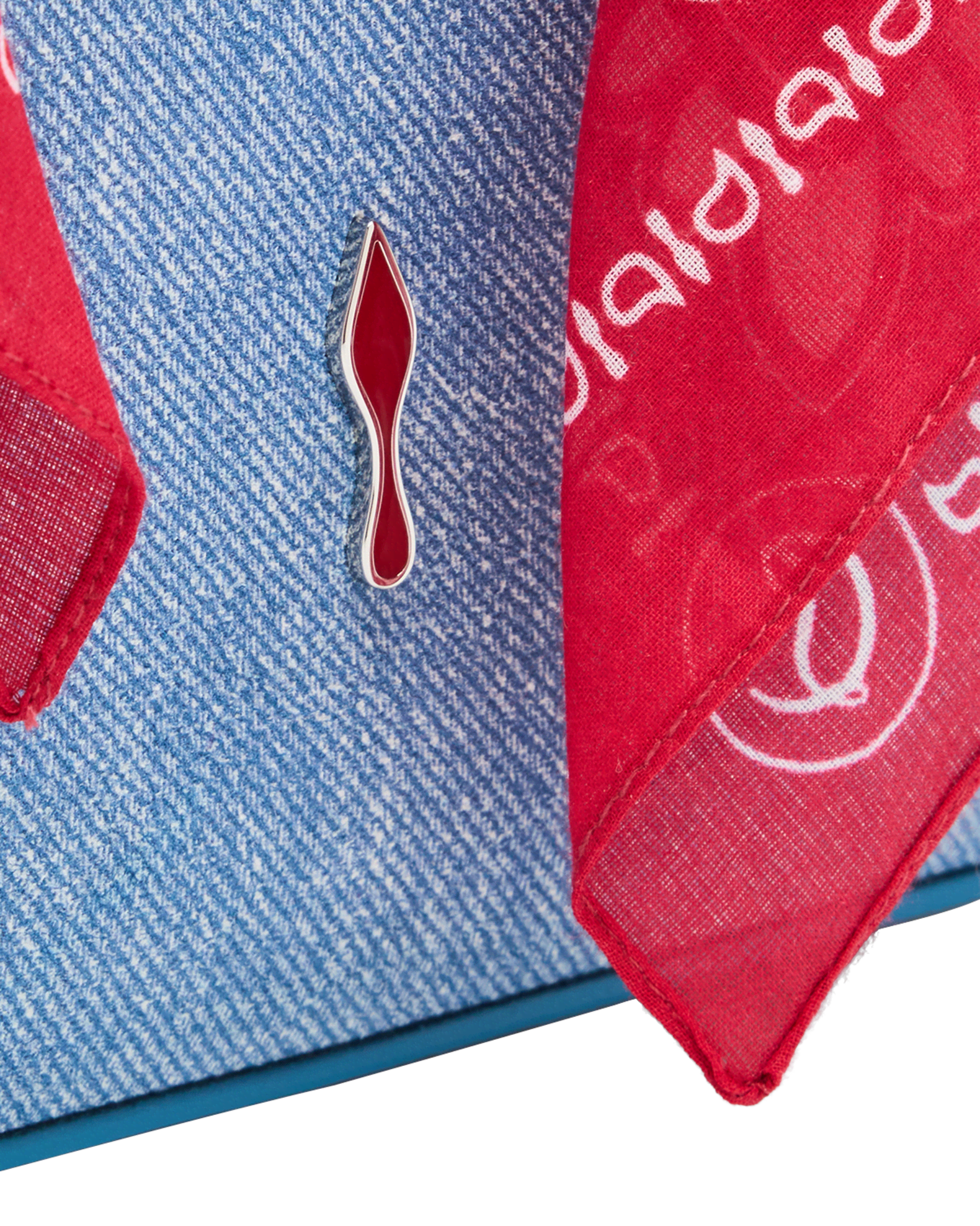 Christian Louboutin Paloma Mini Bandana Top-Handle Bag in Cotton Denim ...