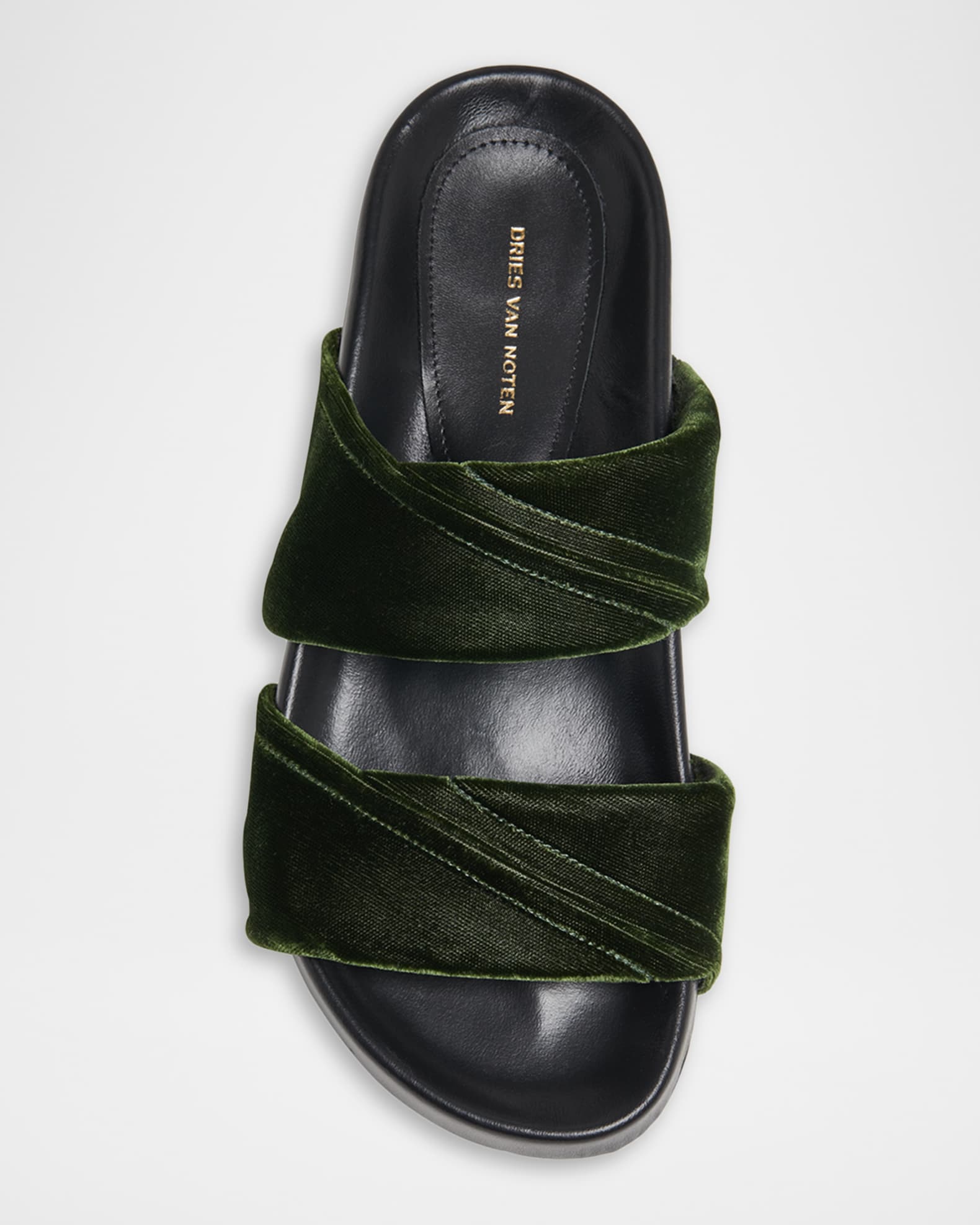 Dries Van Noten Velvet Platform Slide Sandals | Neiman Marcus
