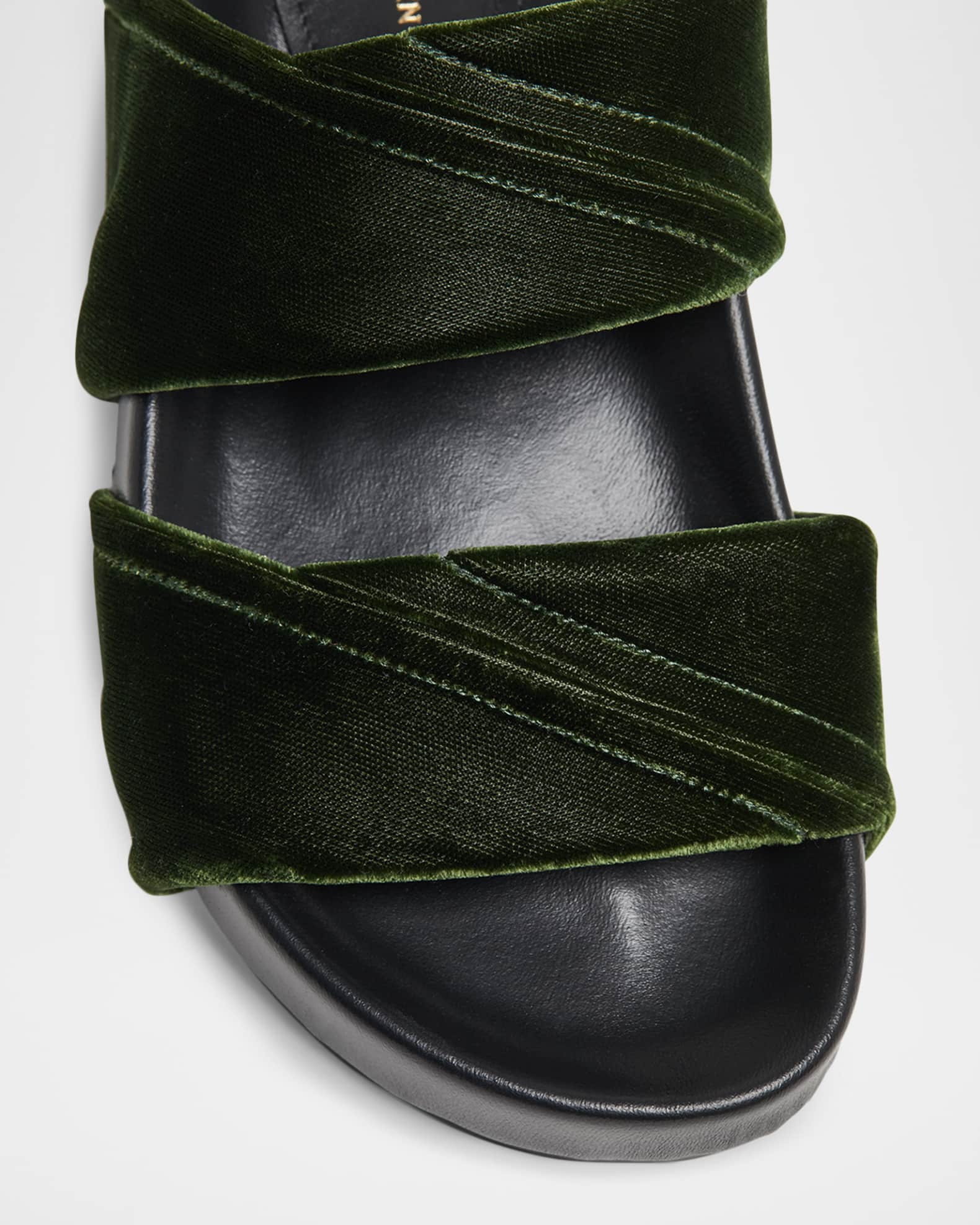 Dries Van Noten Velvet Platform Slide Sandals | Neiman Marcus