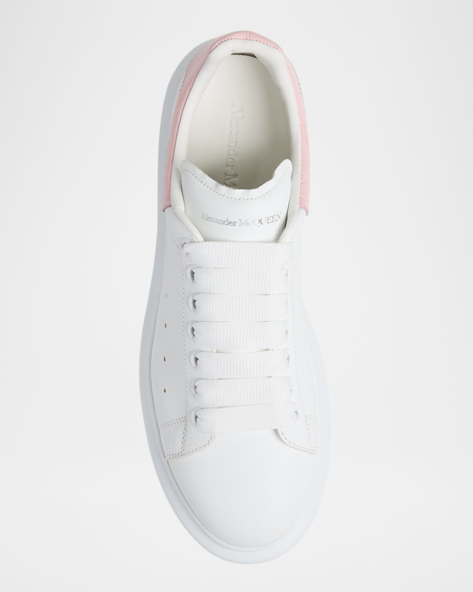 McQueen Oversized Snakeskin-Embossed Leather Sneakers | Neiman Marcus