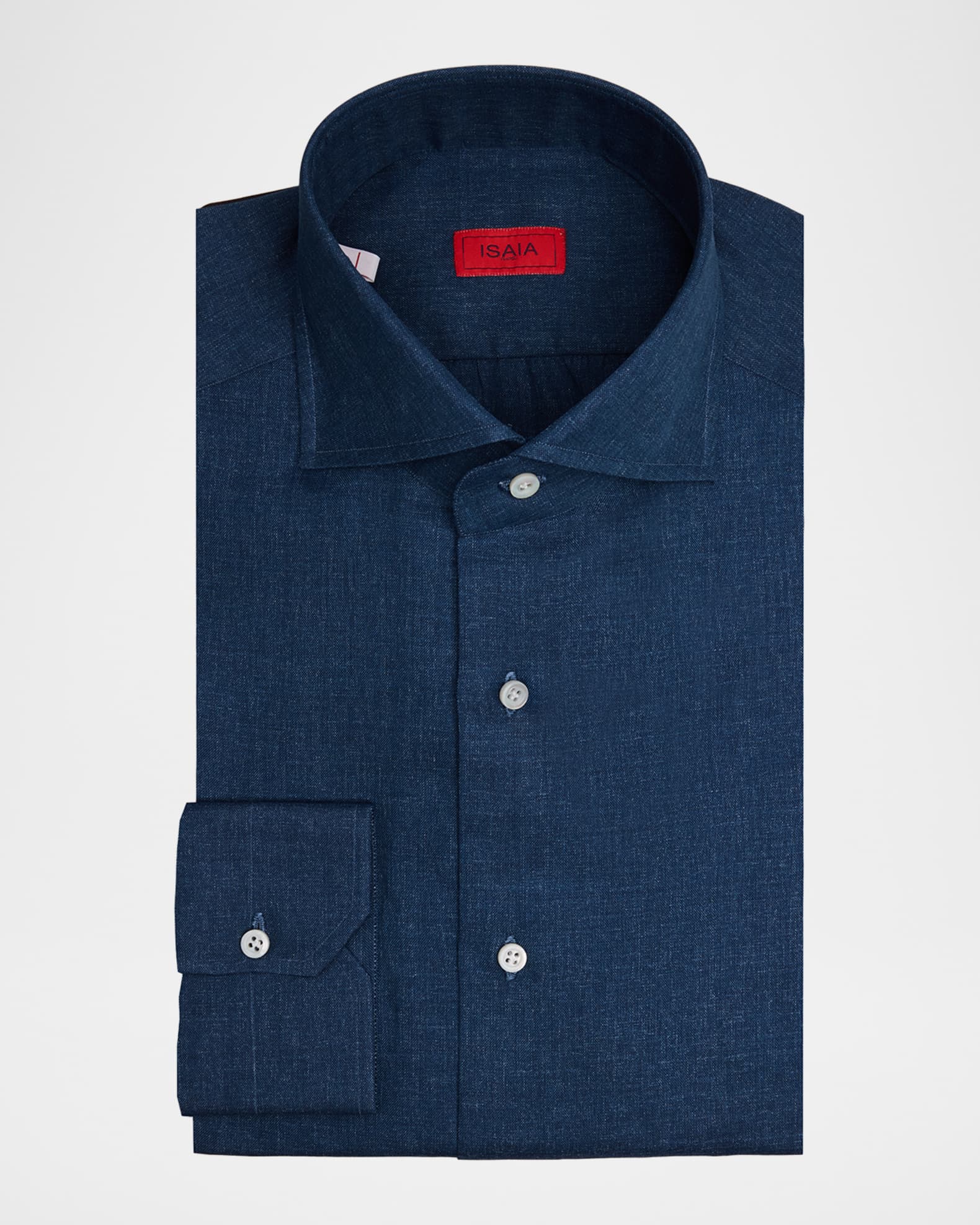 Isaia Men's Chambray Spread Collar Sport Shirt | Neiman Marcus