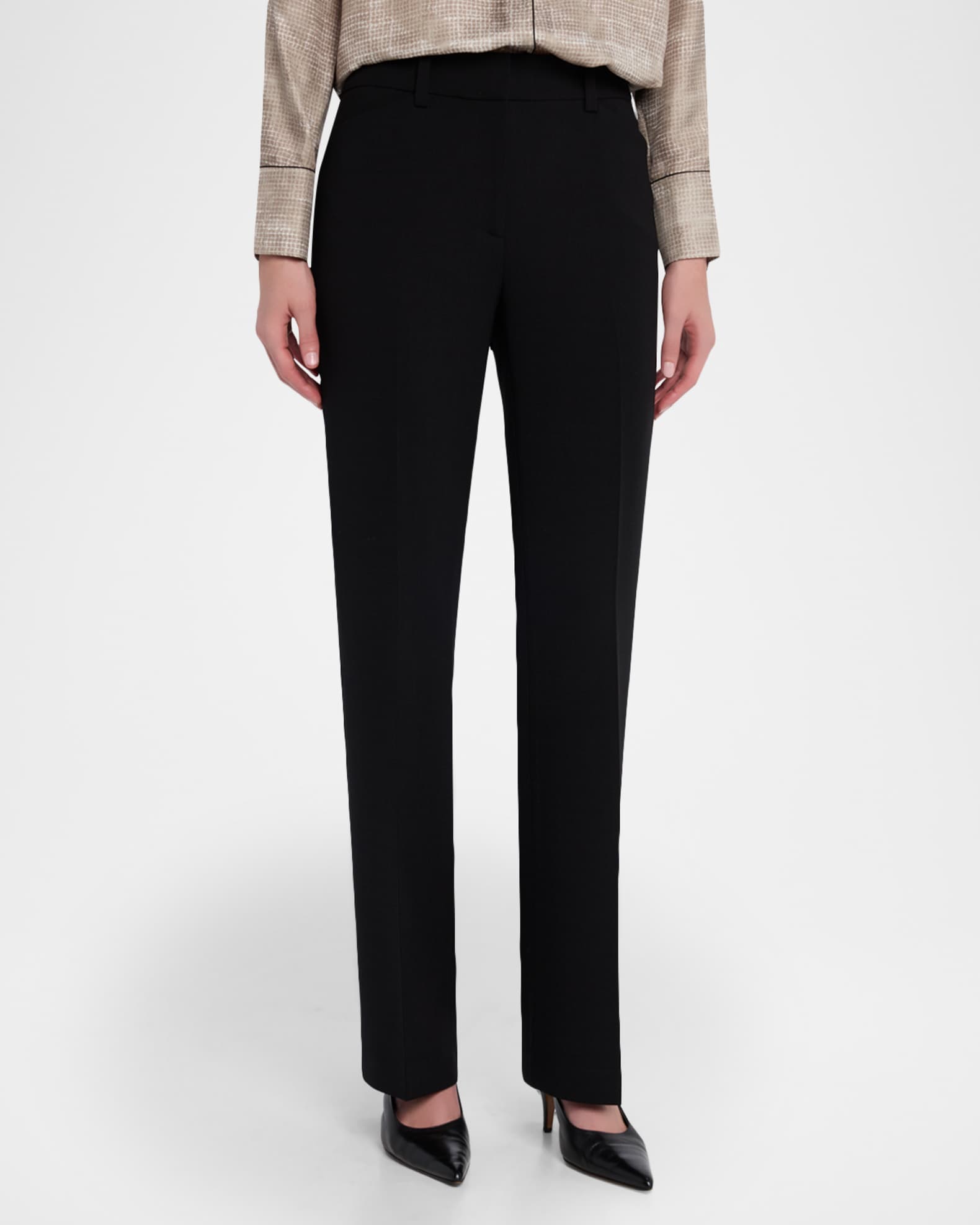 Lafayette 148 New York Reade Double-Face Stretch Wool Pants | Neiman Marcus