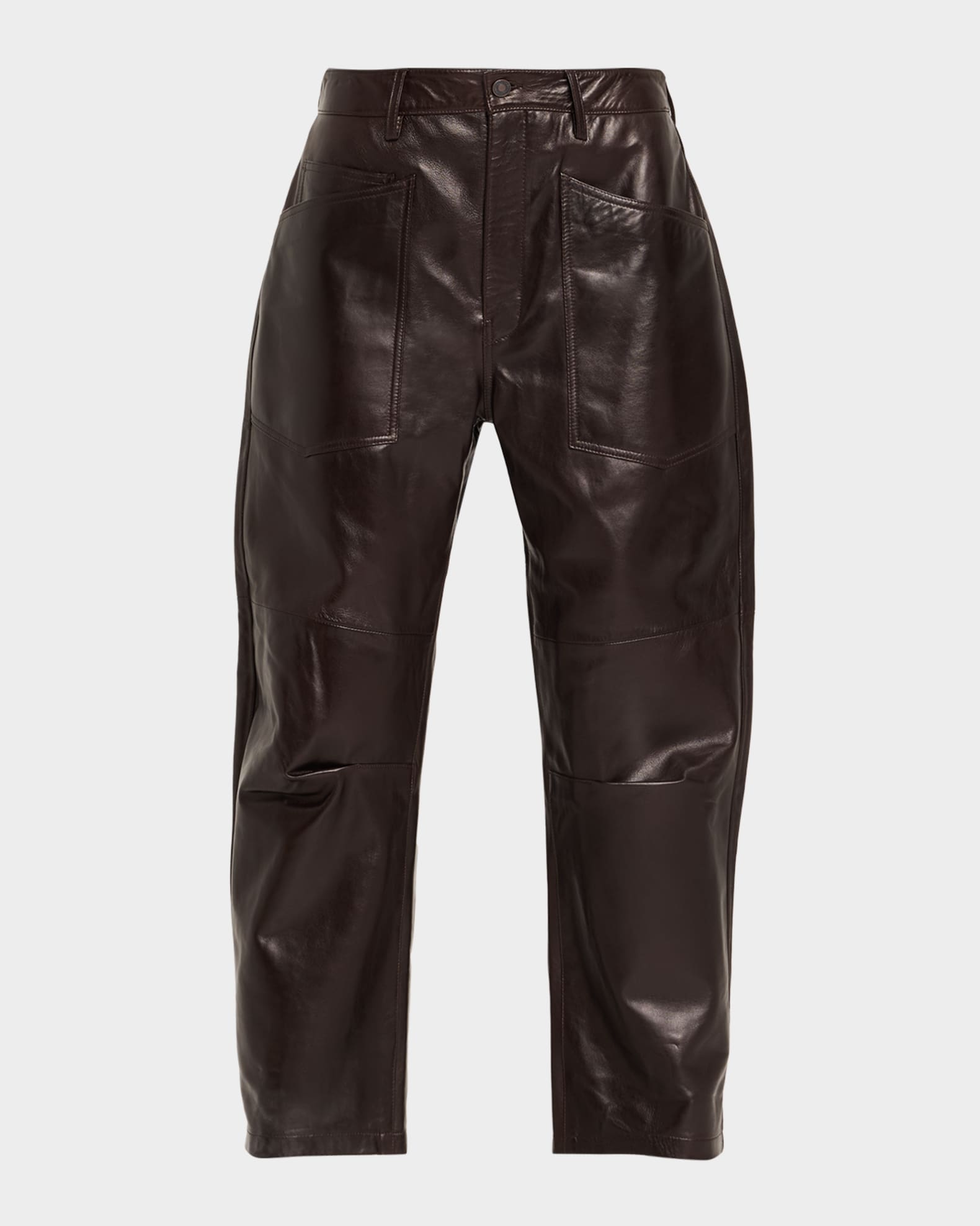Nili Lotan Shon Leather Barrel-Leg Ankle Pants | Neiman Marcus