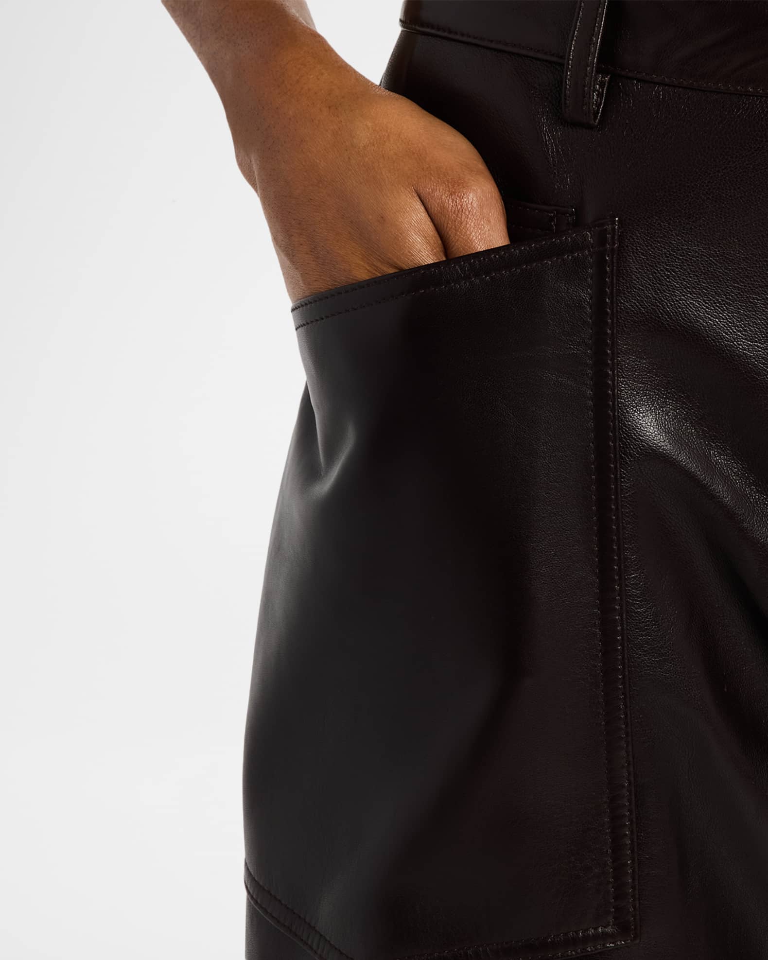 Nili Lotan Shon Leather Barrel-Leg Ankle Pants | Neiman Marcus