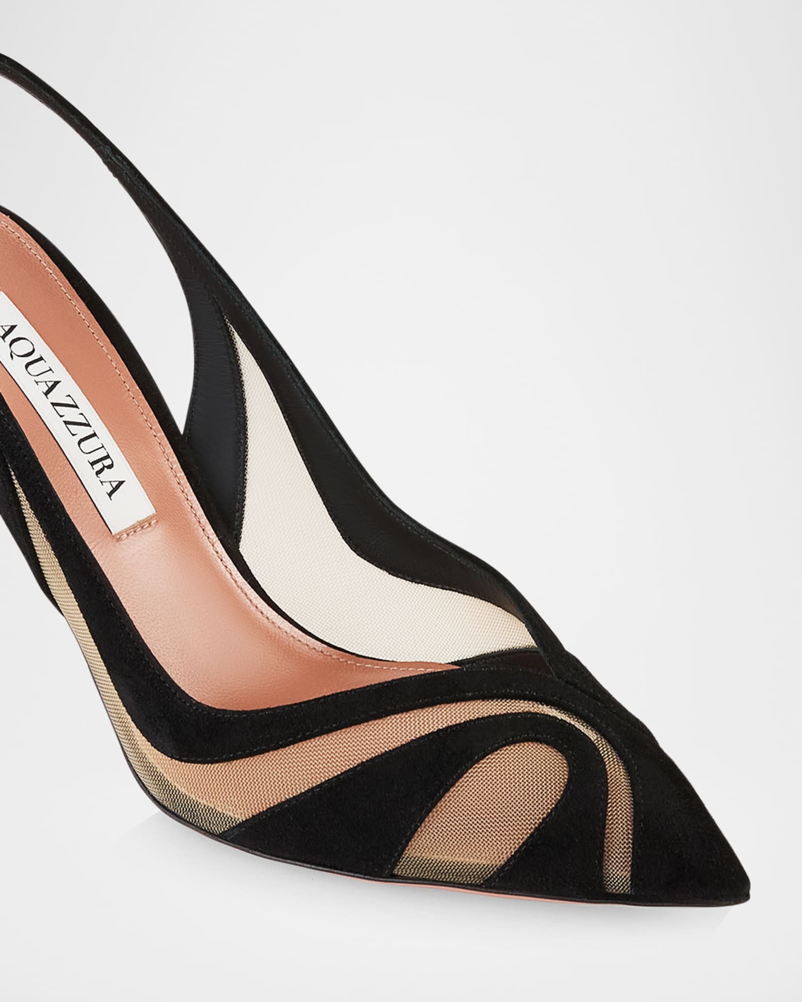 Aquazzura Lune Suede Mesh Slingback Pumps | Neiman Marcus