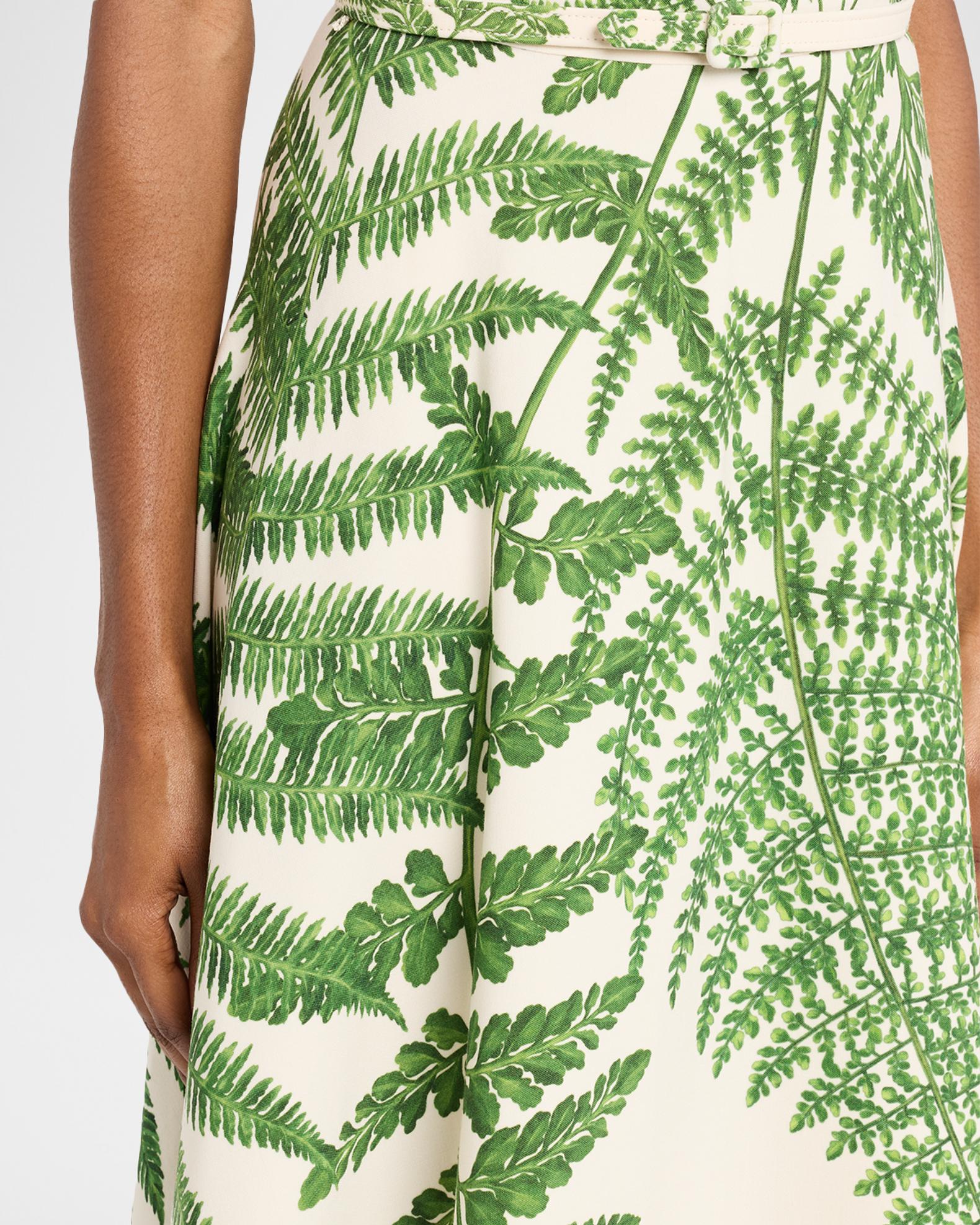 Oscar de la Renta Fern-Print Double-Face Wool Sleeveless Midi Day Dress ...