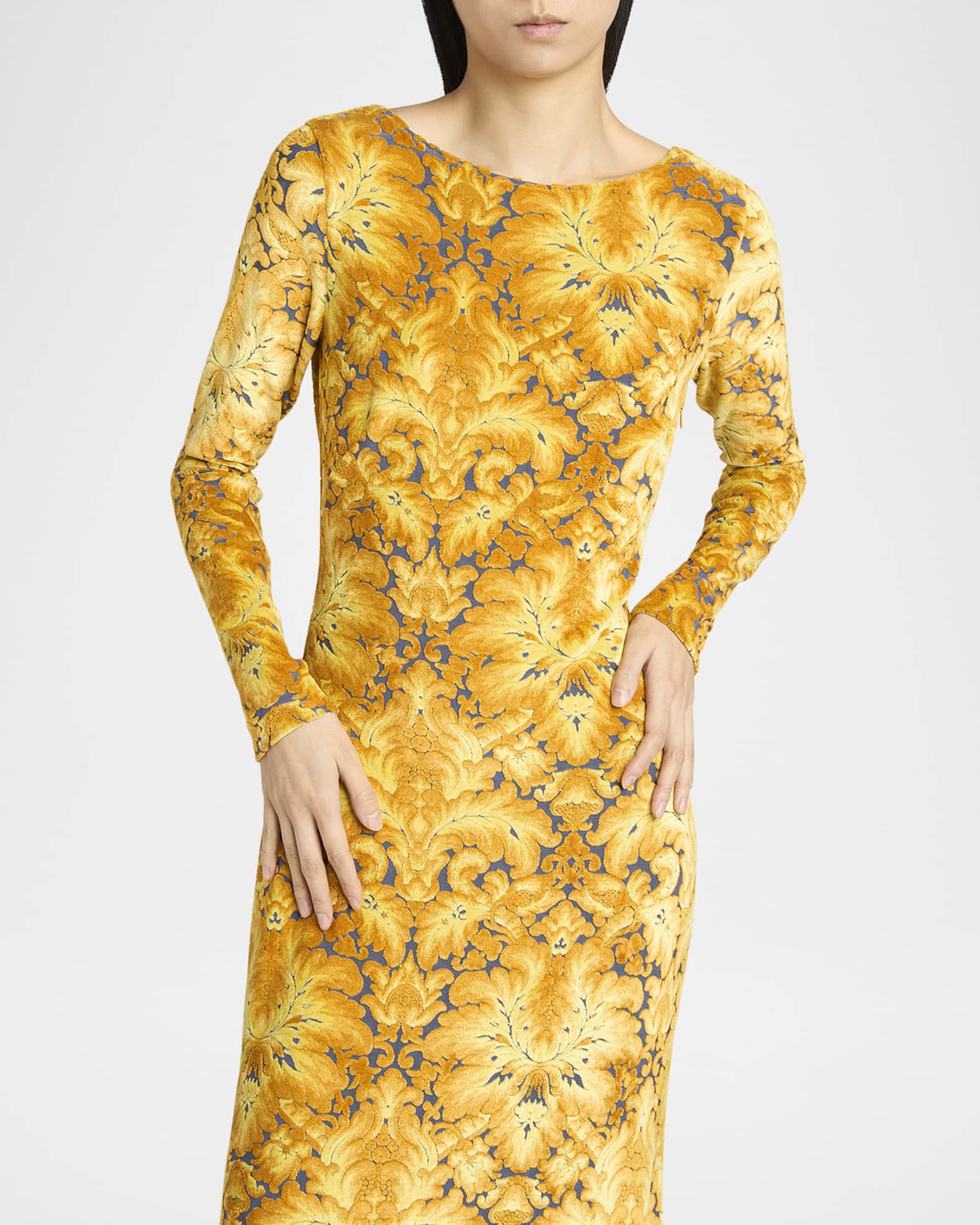 Etro Long-Sleeve Open-Back Maxi Dress | Neiman Marcus