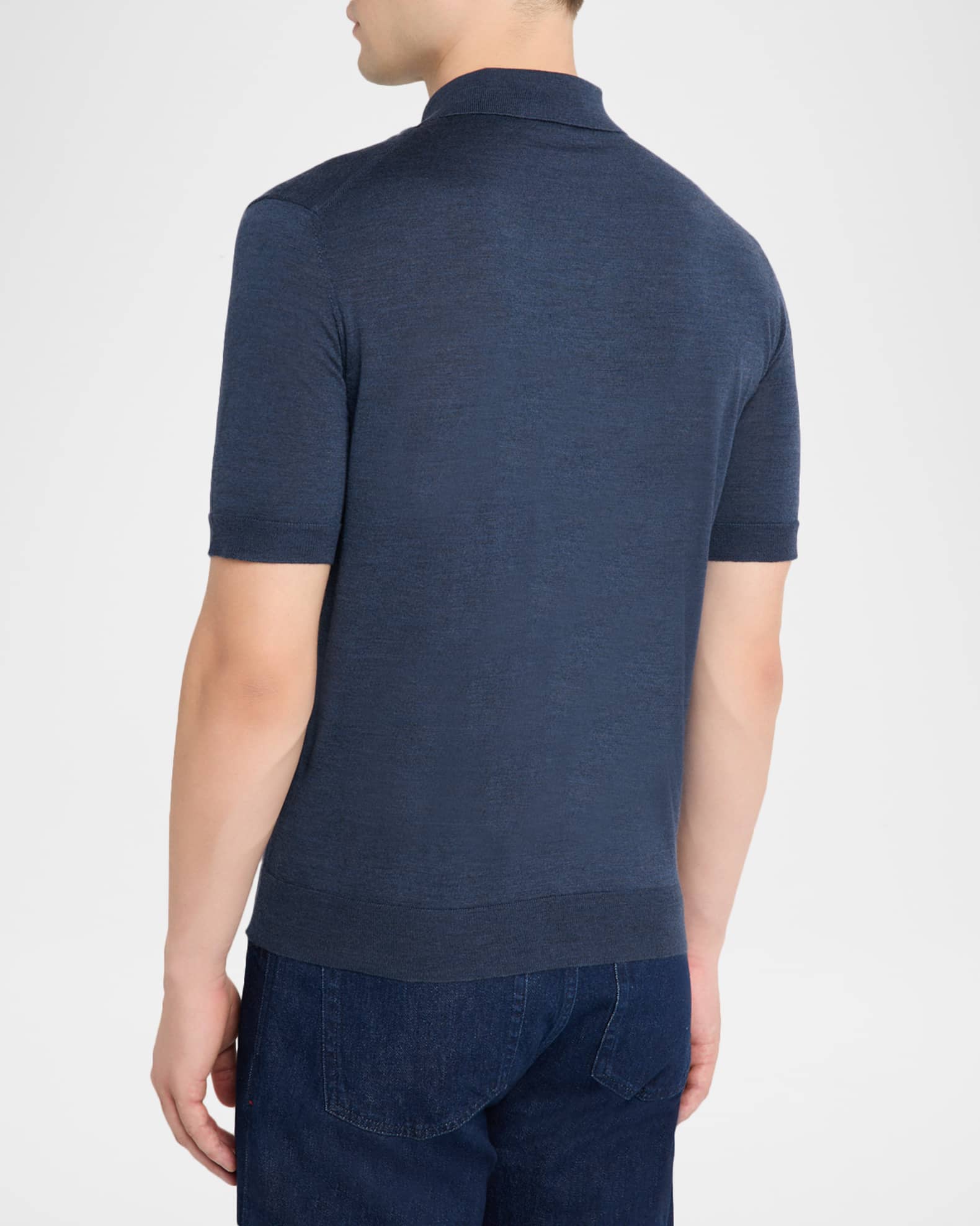 Isaia Men's Multi-Stripe Wool Quarter-Zip Polo Sweater | Neiman Marcus