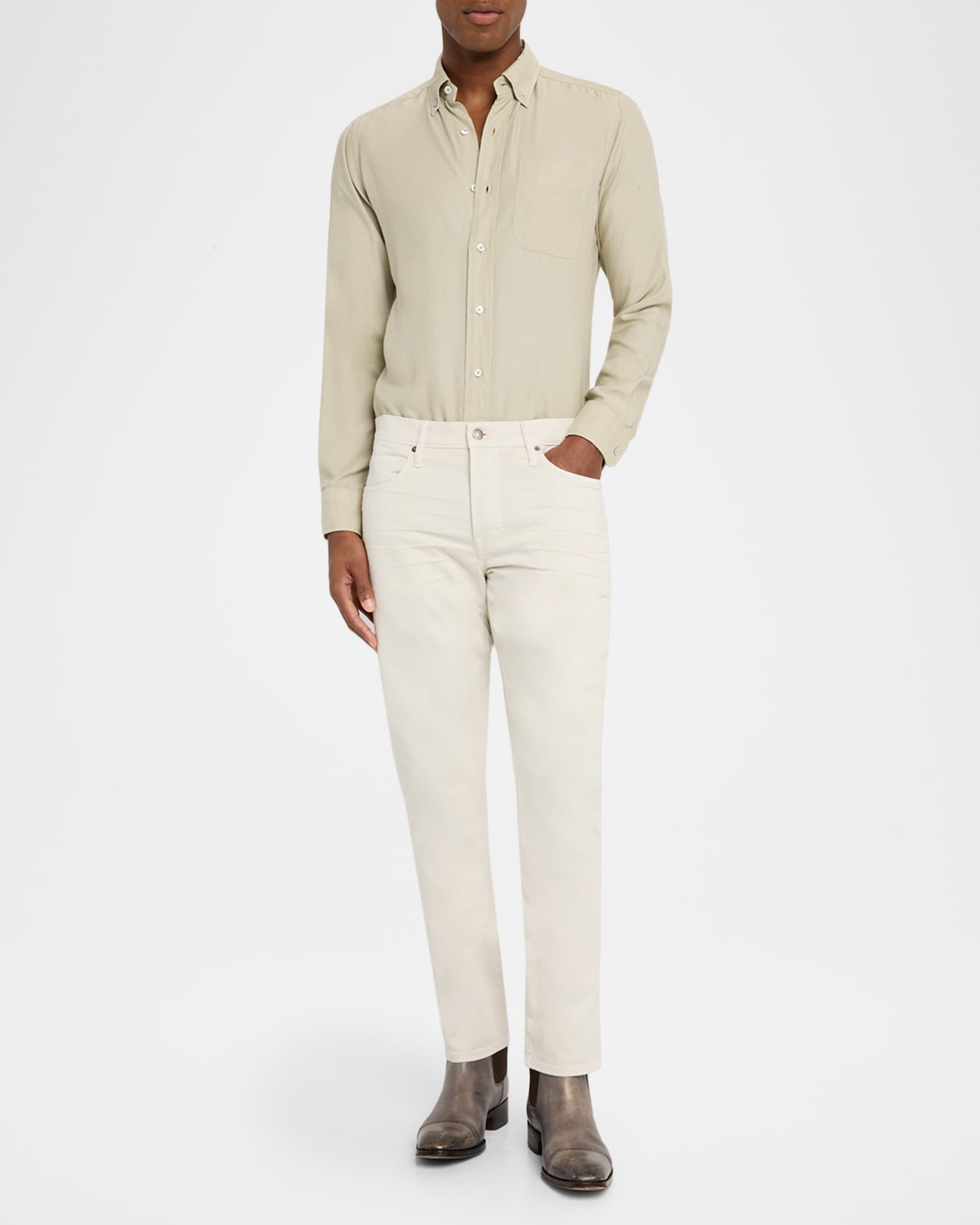 TOM FORD Men's Stretch-Twill Straight-Fit Pants | Neiman Marcus