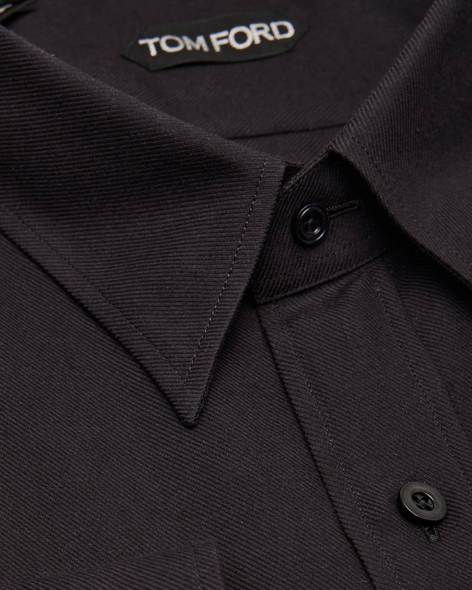 TOM FORD Men's Textured Cotton-Cashmere Shirt | Neiman Marcus