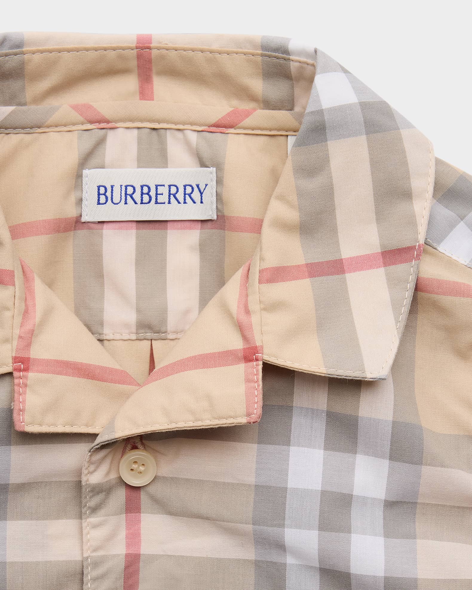 Burberry Kid's Andreas Long-Sleeve Cotton Check Coveralls, Size Newborn ...