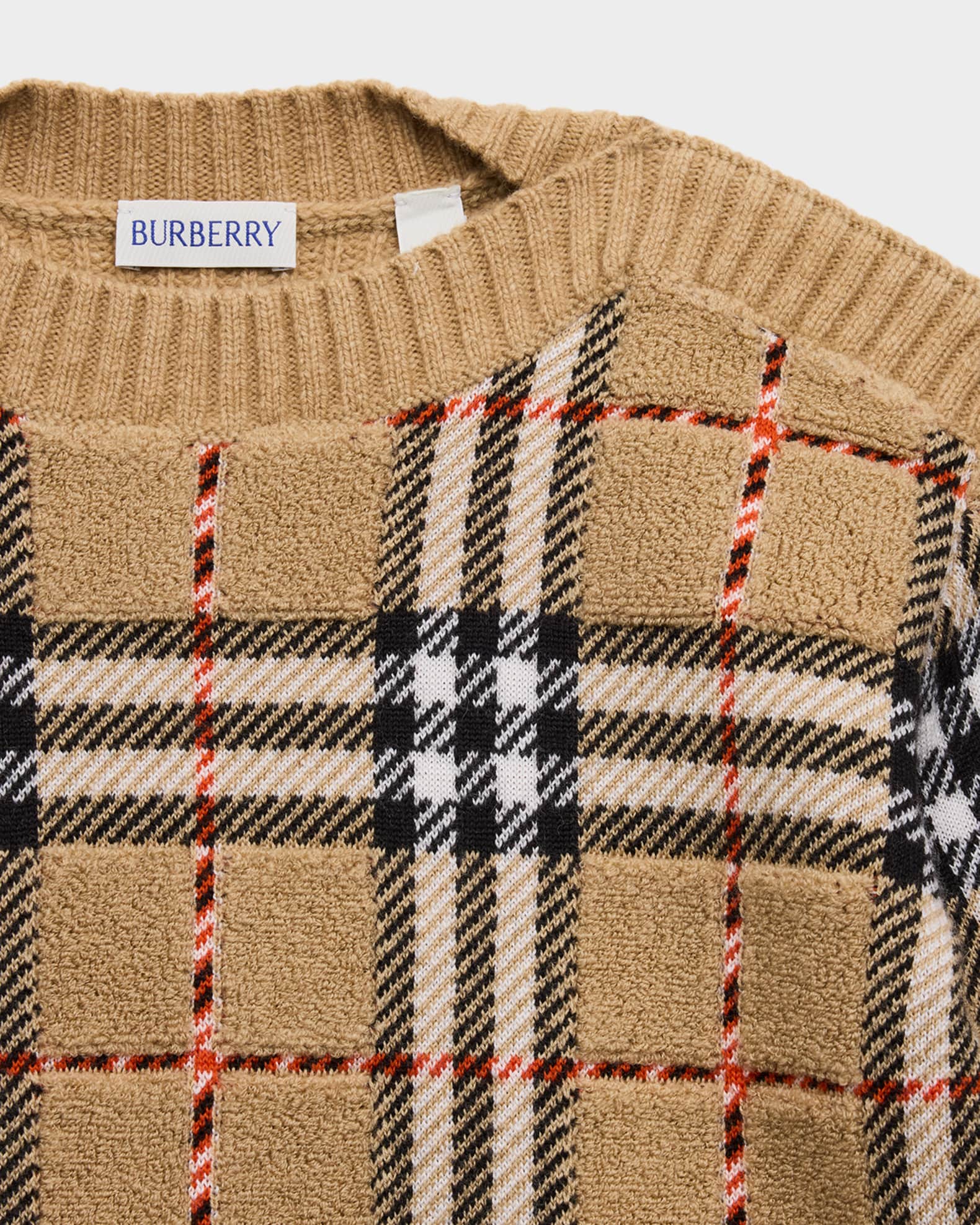 Burberry Boy's Patrick Check Crewneck Sweater, Size 3-14 | Neiman Marcus