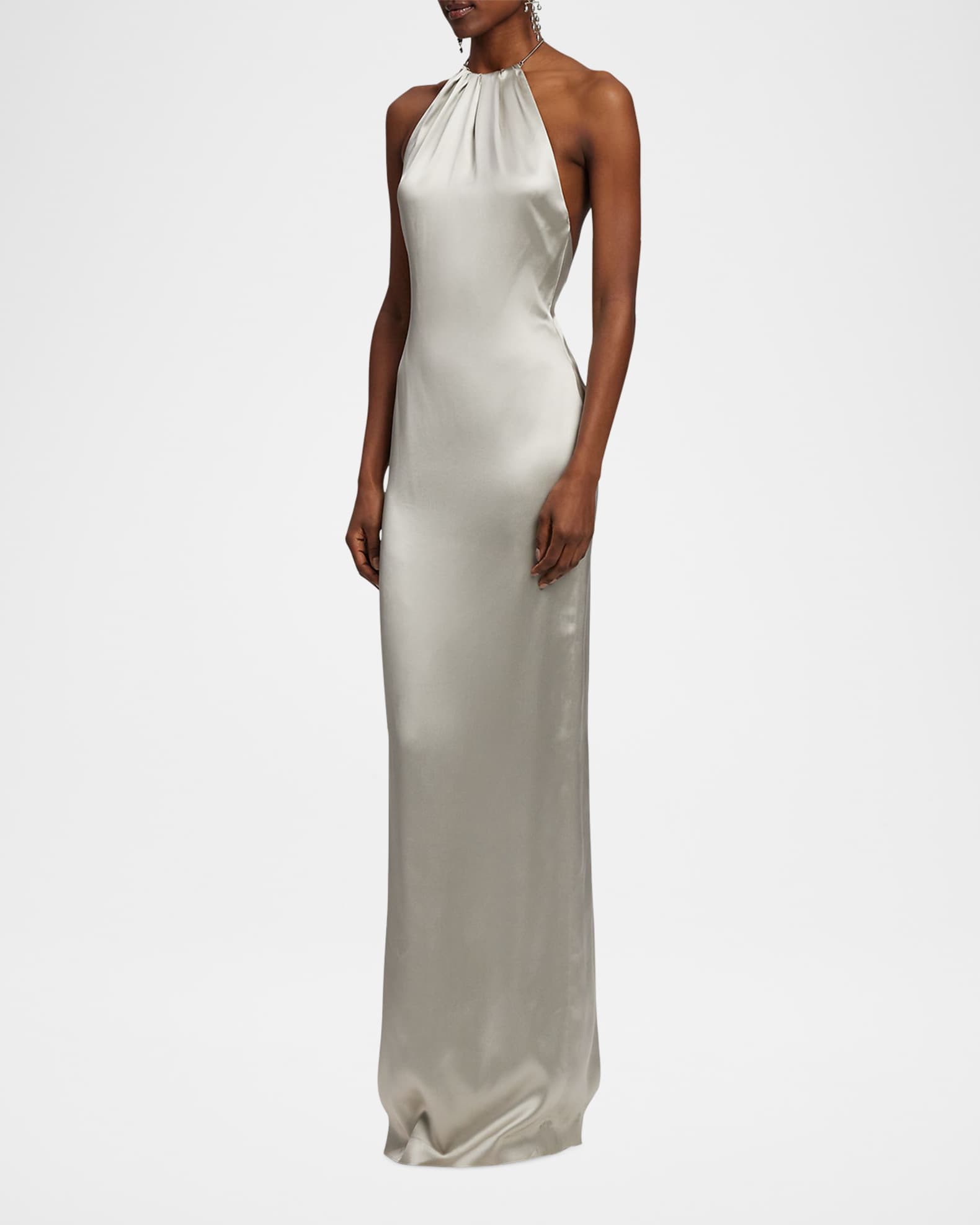 Ralph Lauren Collection Corra Lux Stretch Satin Sleeveless Halter Gown ...