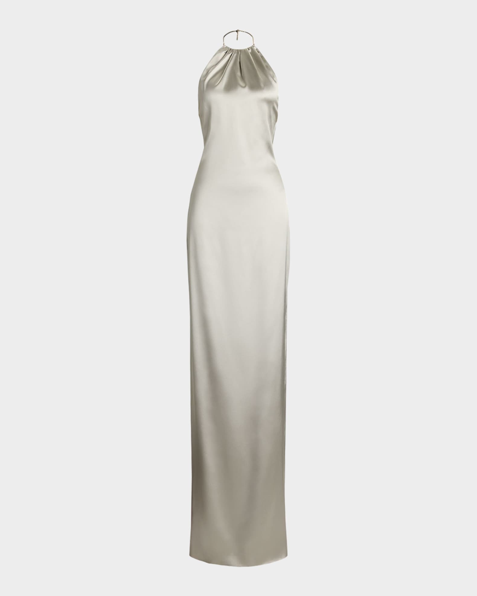 Ralph Lauren Collection Corra Lux Stretch Satin Sleeveless Halter Gown ...
