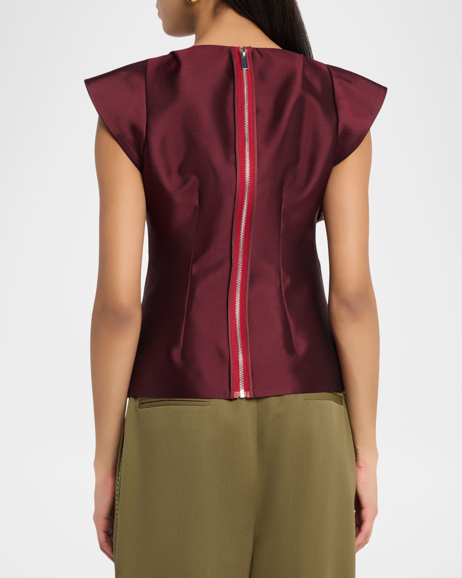 CHRISTOPHER JOHN ROGERS Silk Peel Cap-Sleeve Top | Neiman Marcus