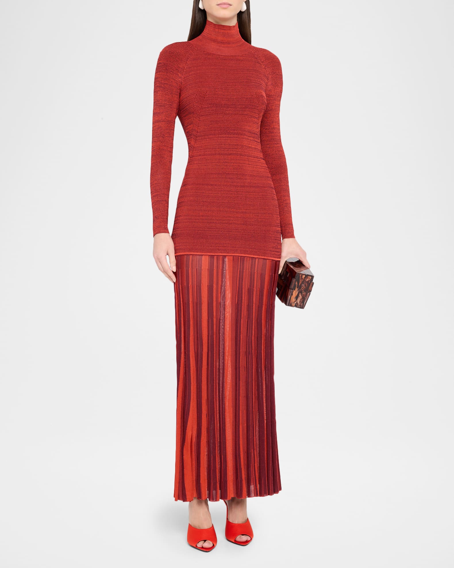 CHRISTOPHER JOHN ROGERS Turtleneck Drop-Waist Pleated Maxi Dress ...