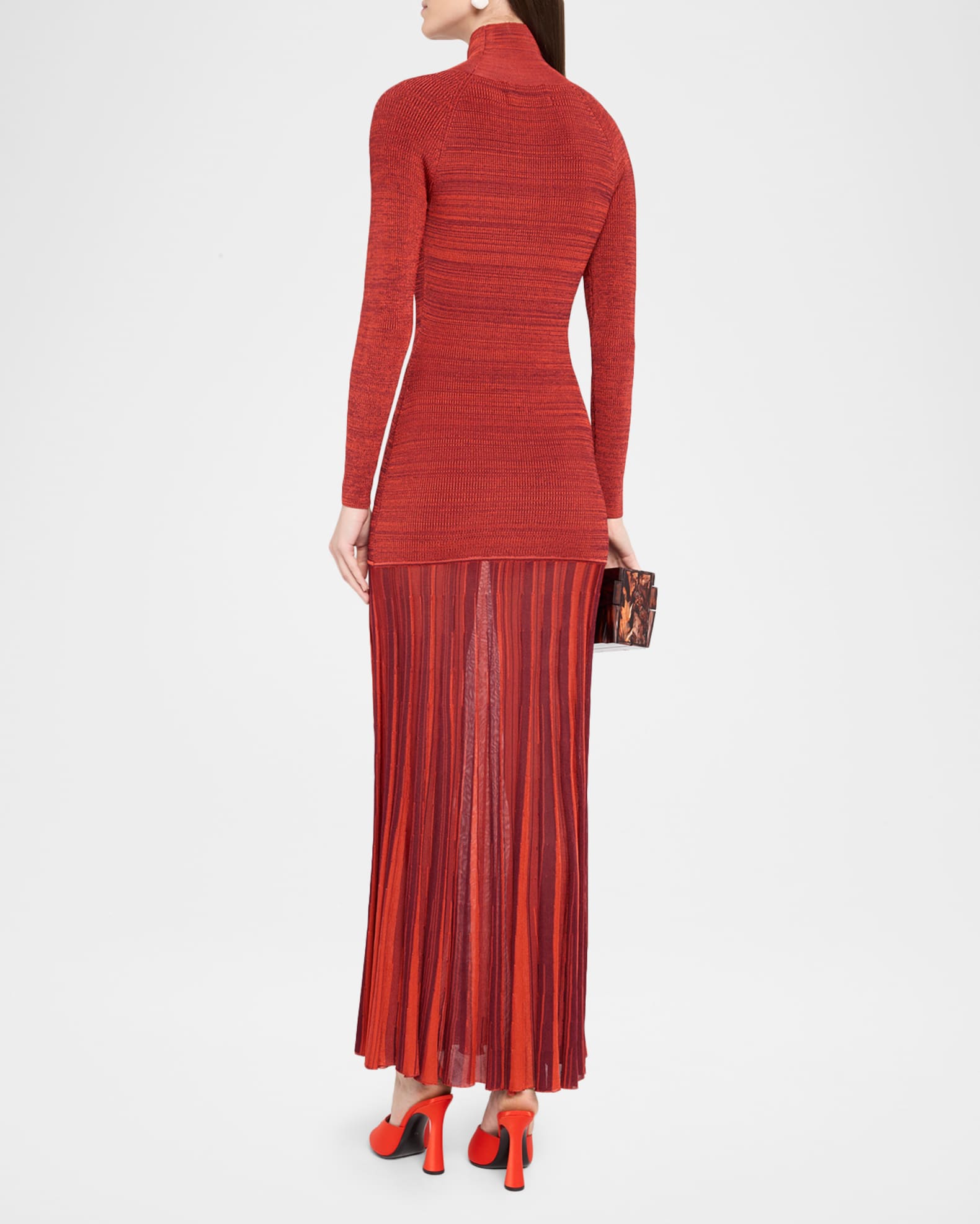 CHRISTOPHER JOHN ROGERS Turtleneck Drop-Waist Pleated Maxi Dress ...