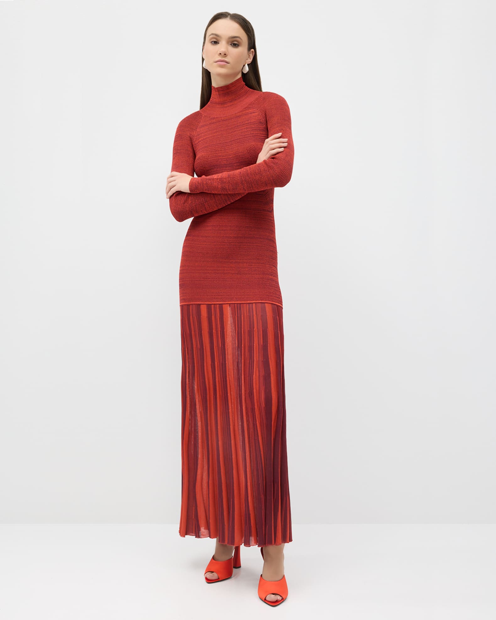 CHRISTOPHER JOHN ROGERS Turtleneck Drop-Waist Pleated Maxi Dress ...