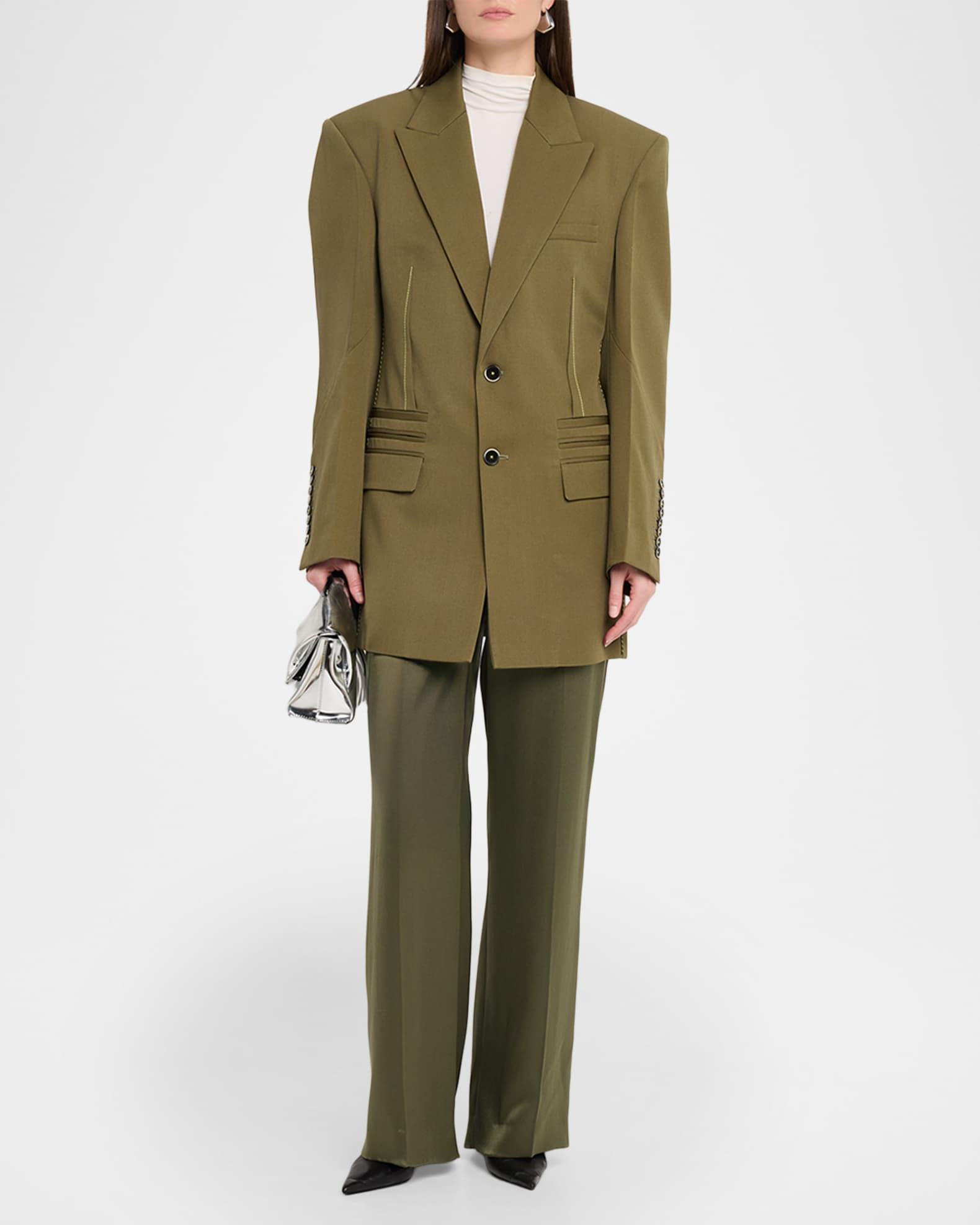 CHRISTOPHER JOHN ROGERS Oversized Cinched-Back Single-Breasted Jacket ...
