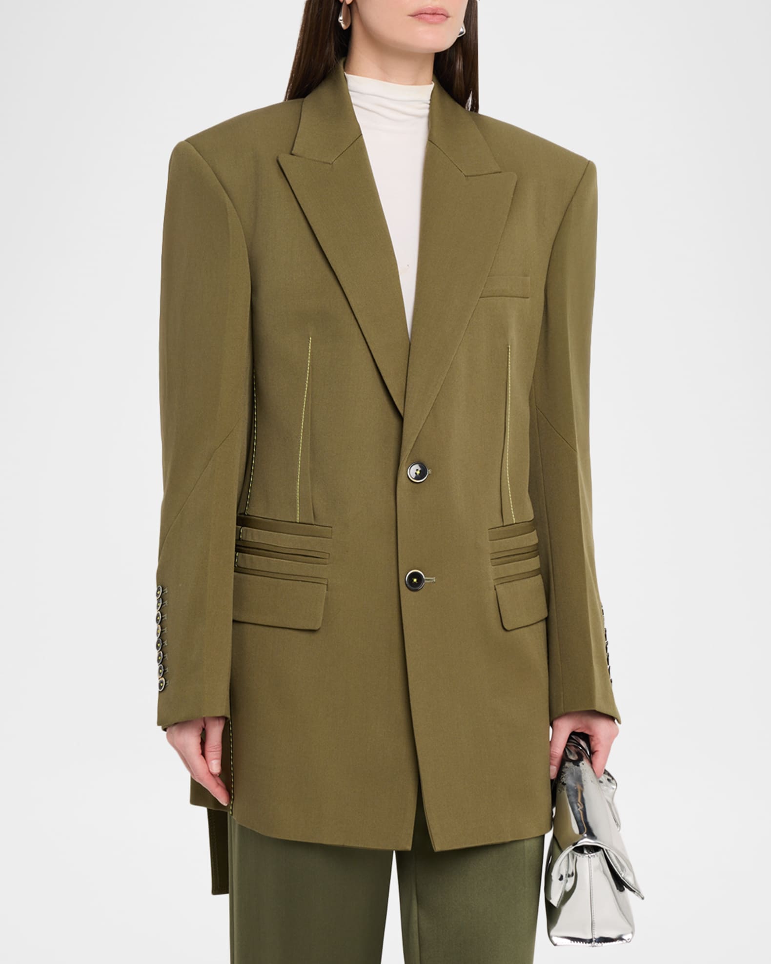 CHRISTOPHER JOHN ROGERS Oversized Cinched-Back Single-Breasted Jacket ...