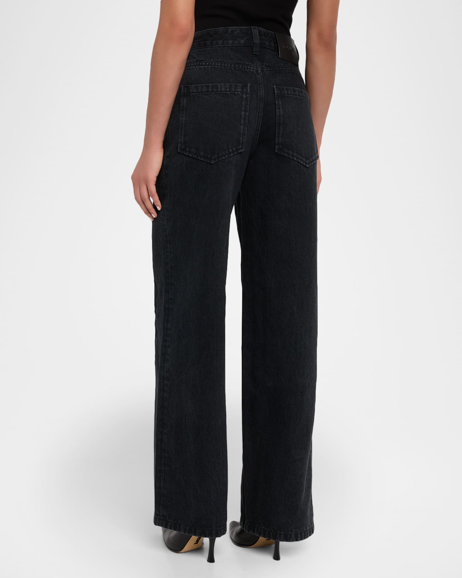 Loewe Tonal Anagram Baggy Wide-Leg Jeans | Neiman Marcus