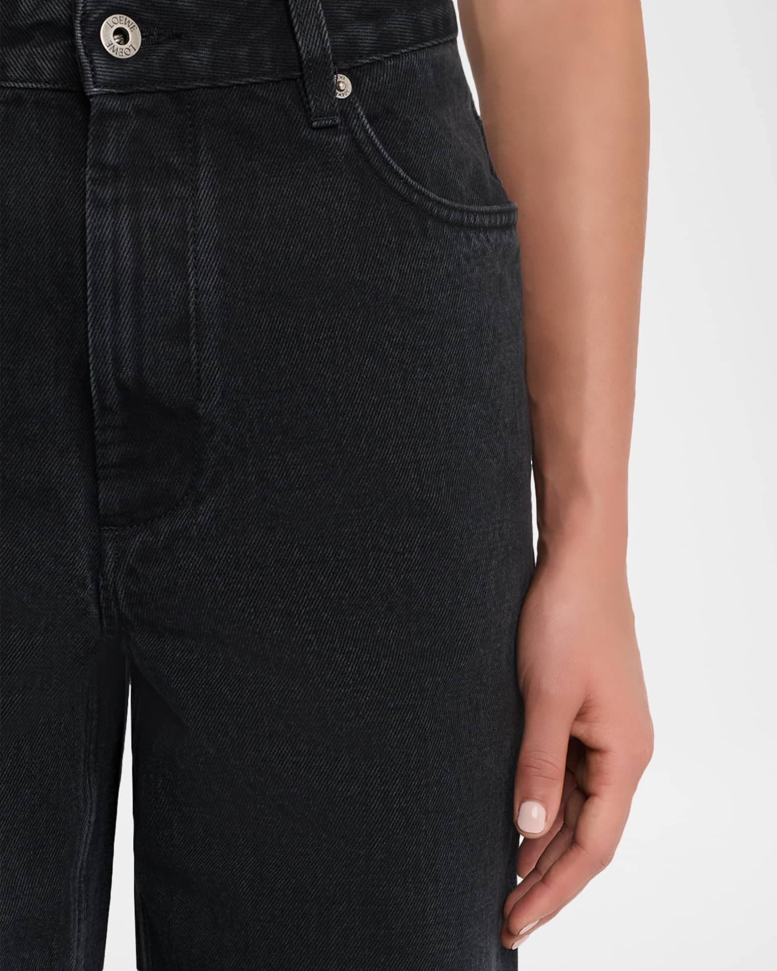 Loewe Tonal Anagram Baggy Wide-Leg Jeans | Neiman Marcus