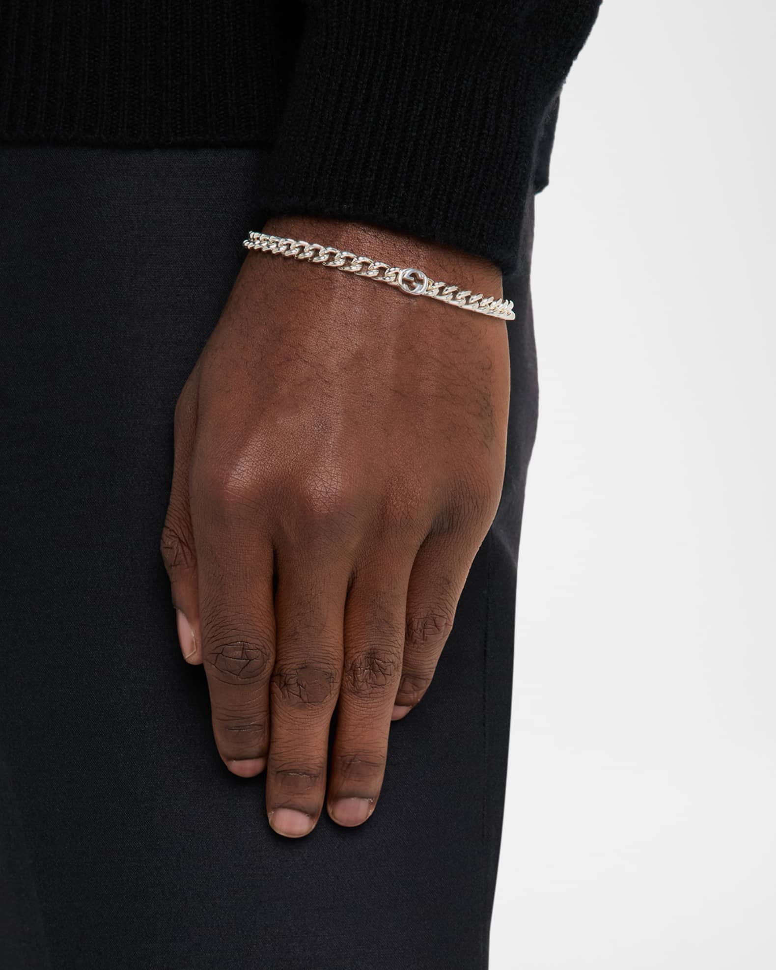 Gucci Men's Gucci Interlocking Sterling Silver Curb Chain Bracelet ...