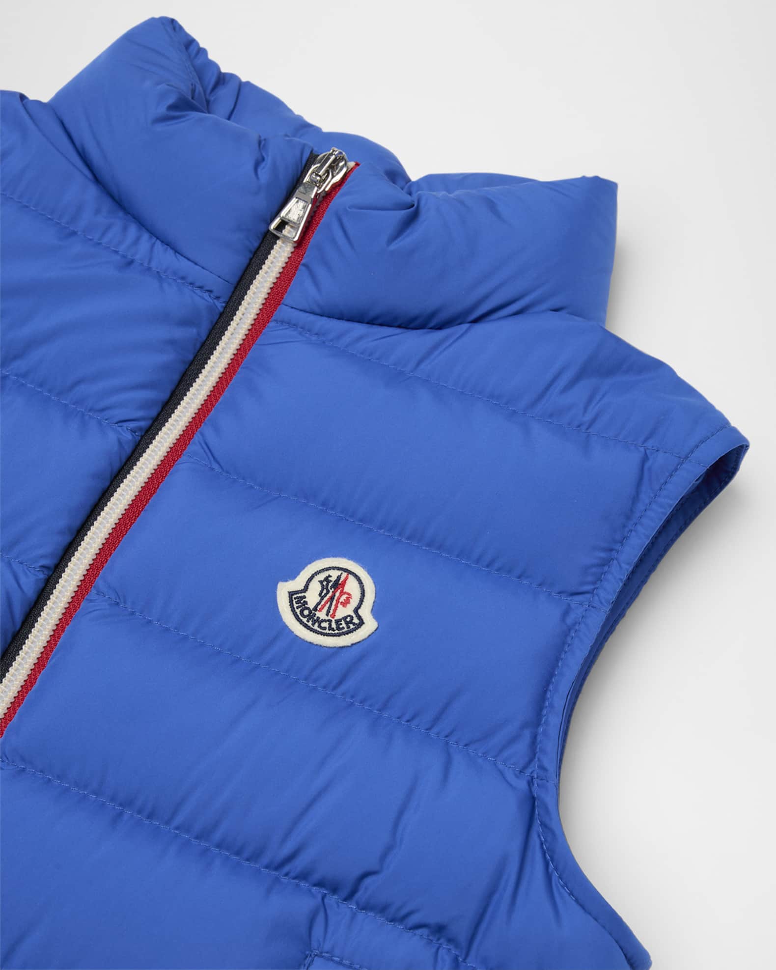 Moncler Boy's Ertavete Tricolor-Trim Down Vest, Size 8-10 | Neiman Marcus