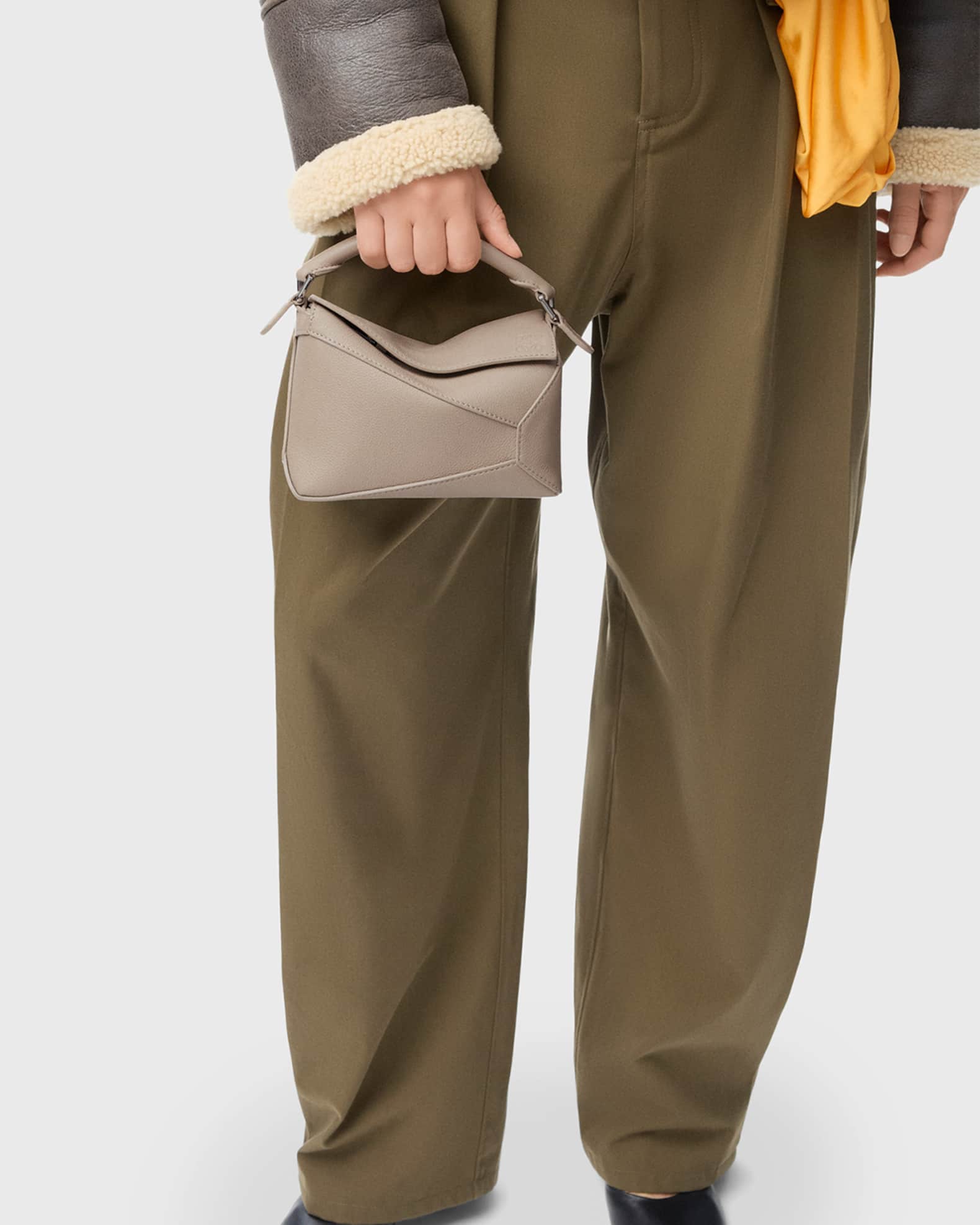 Loewe Puzzle Edge Mini Top-Handle Bag in Grain Leather | Neiman Marcus