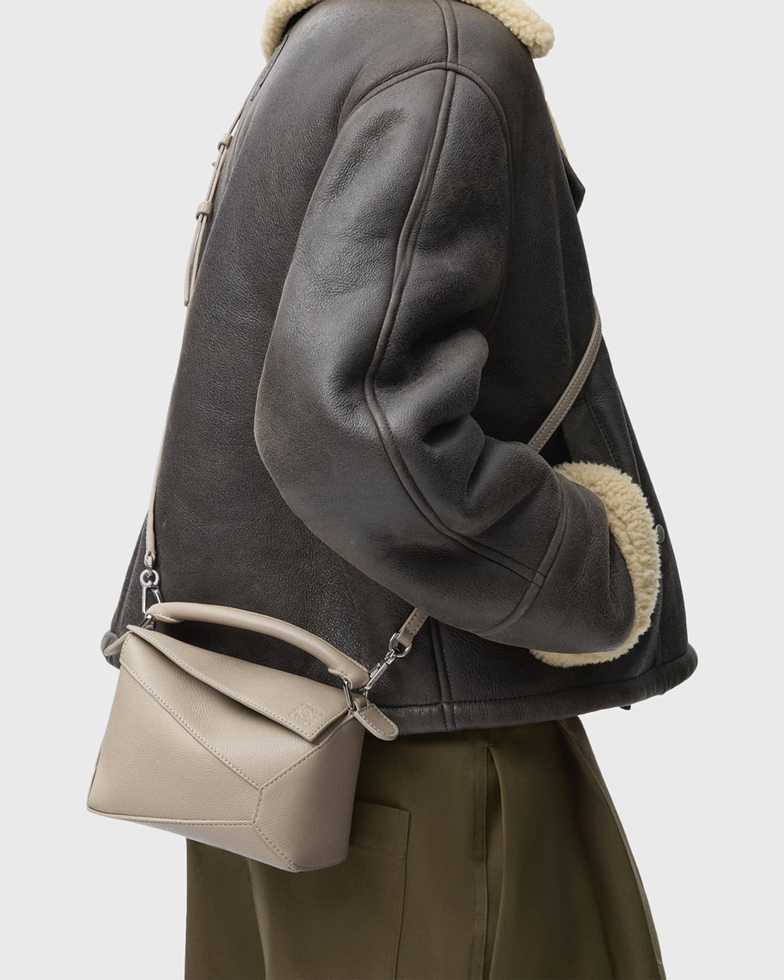 Loewe Puzzle Edge Mini Top-Handle Bag in Grain Leather | Neiman Marcus