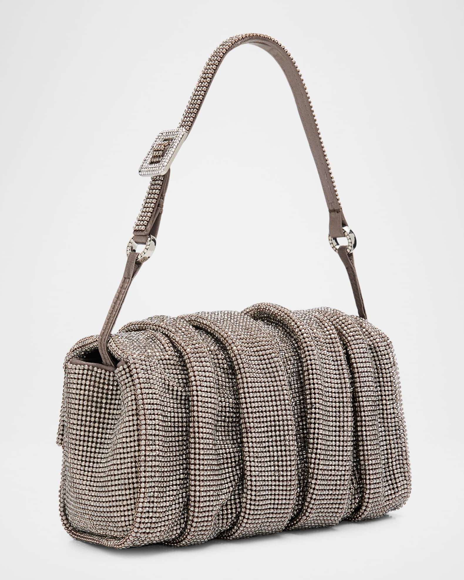 Benedetta Bruzziches Iris Pleated Crystal Mesh Shoulder Bag | Neiman Marcus