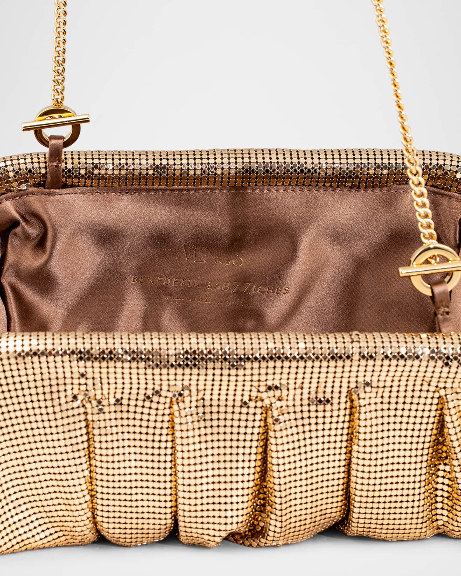 Benedetta Bruzziches Venus La Grande Pleated Metal Mesh Clutch Bag ...