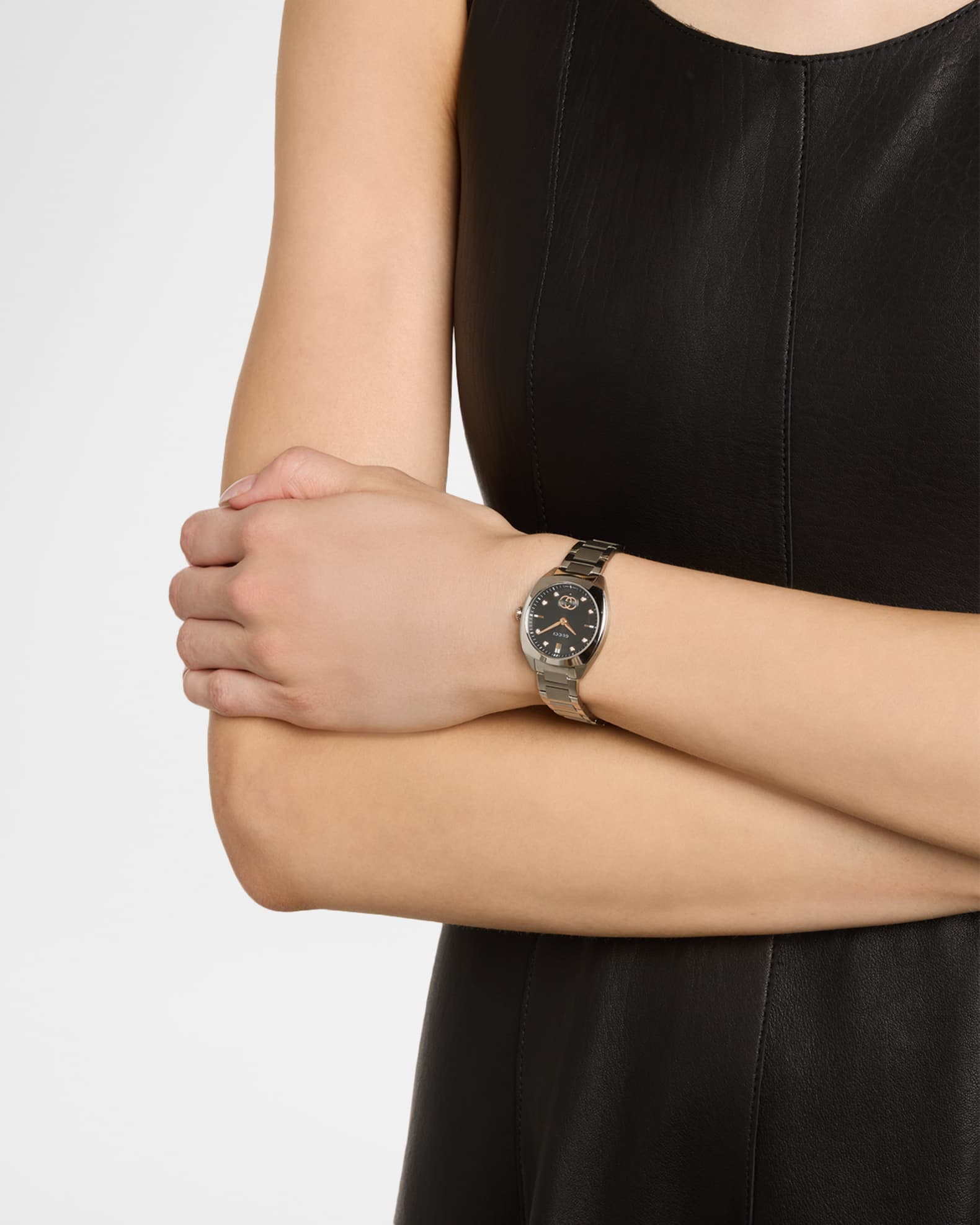 Gucci 29mm Gucci Interlocking Diamond Watch with Bracelet Strap, Black ...
