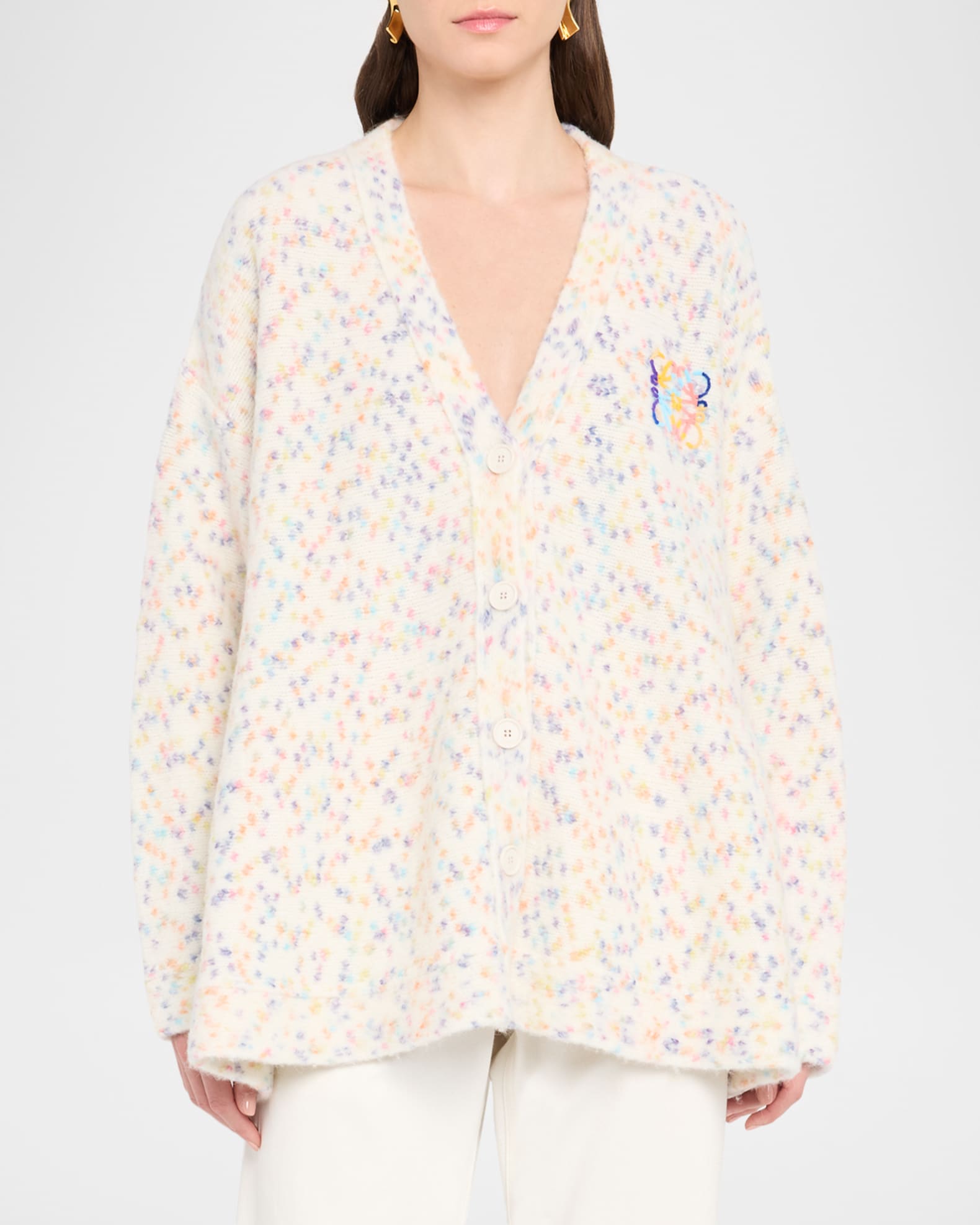 Loewe Anagram V-Neck Trapeze Cardigan | Neiman Marcus
