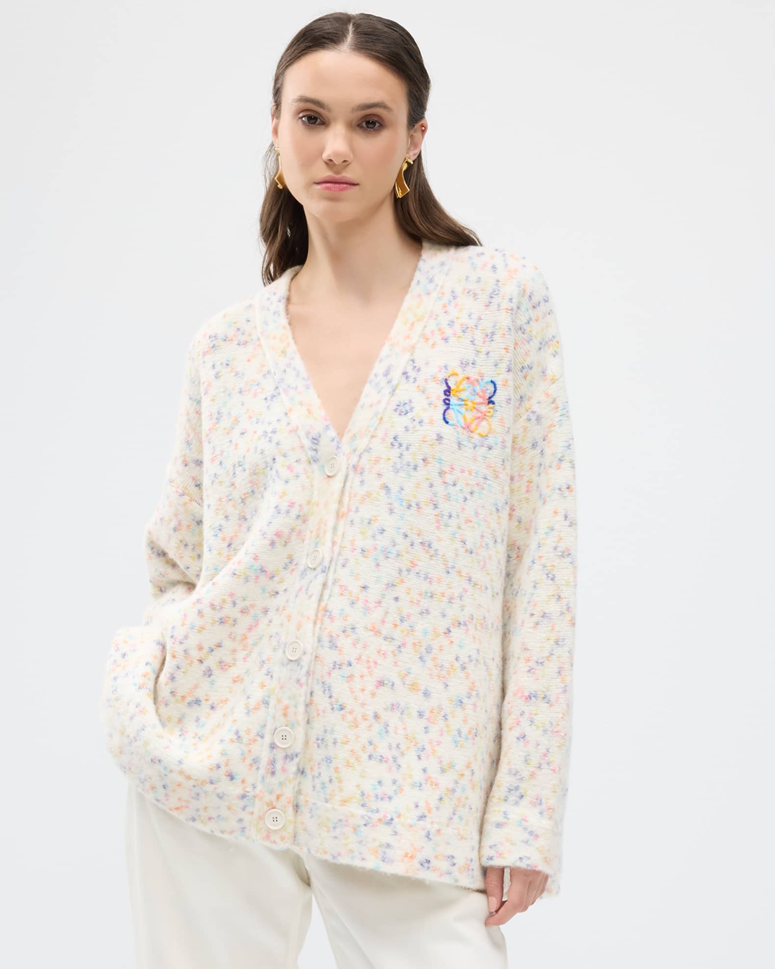 Loewe Anagram V-Neck Trapeze Cardigan | Neiman Marcus