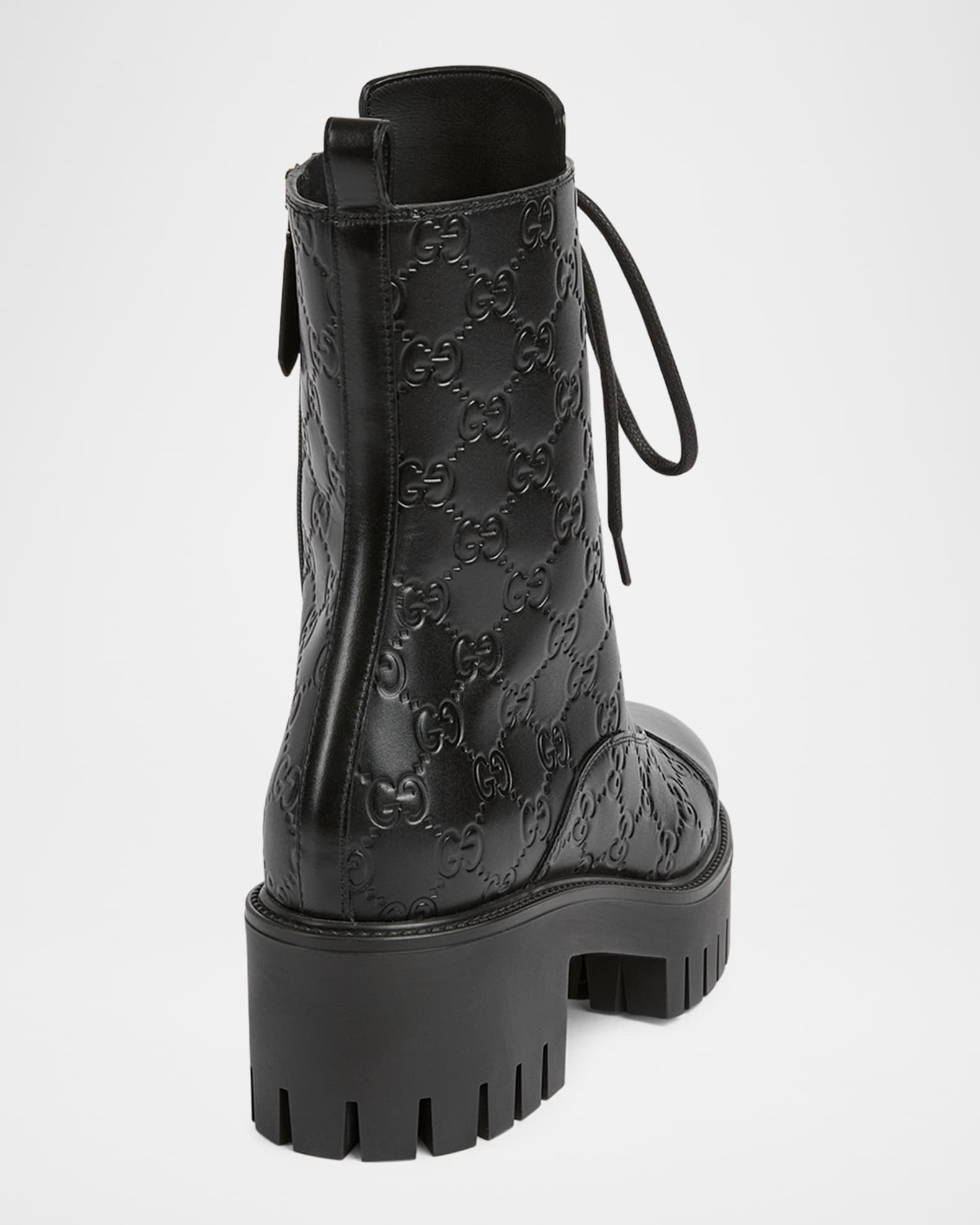 Gucci New Marmont GG Interlock Leather Combat Boots | Neiman Marcus