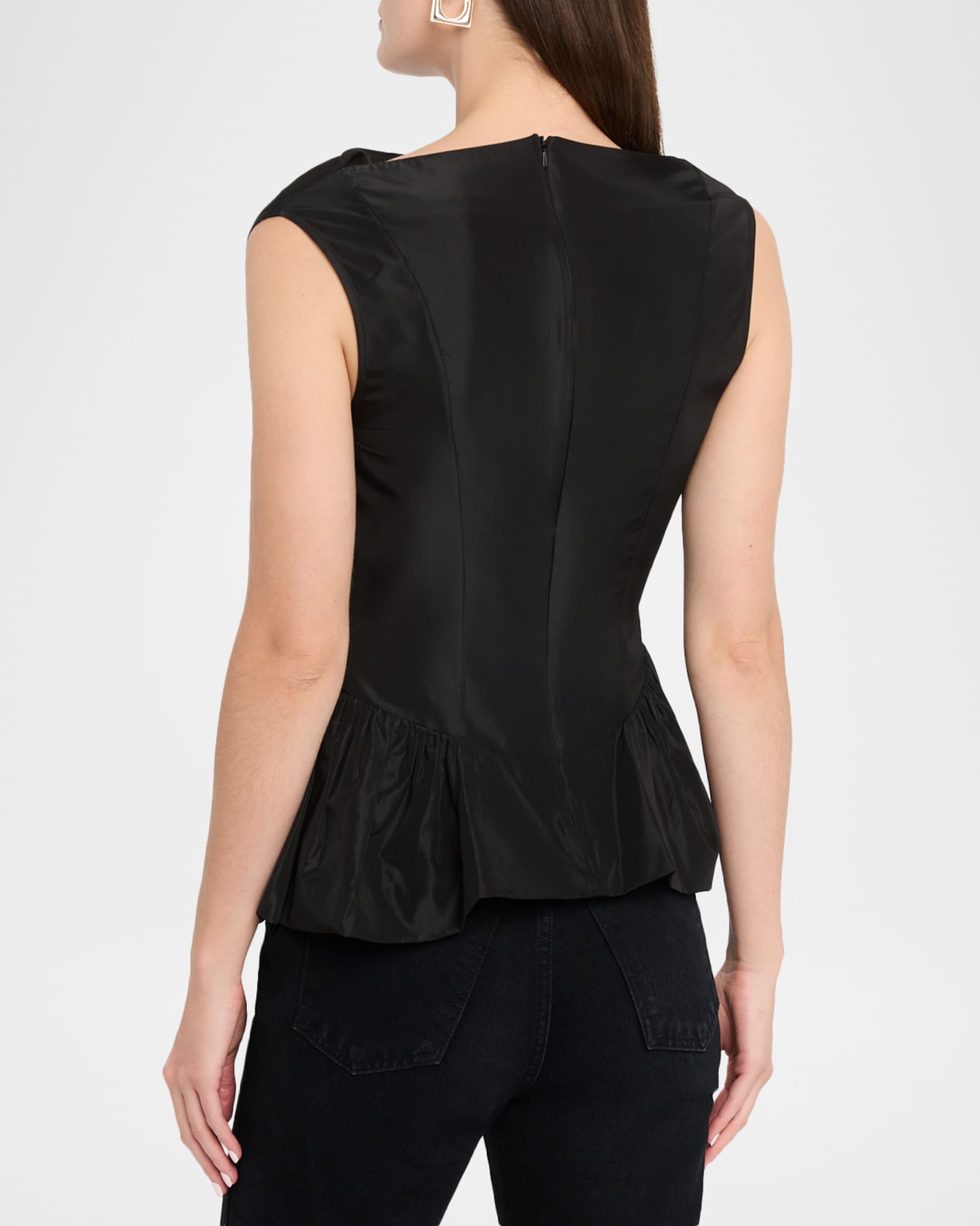 Simone Rocha Sleeveless Draped Peplum Top | Neiman Marcus