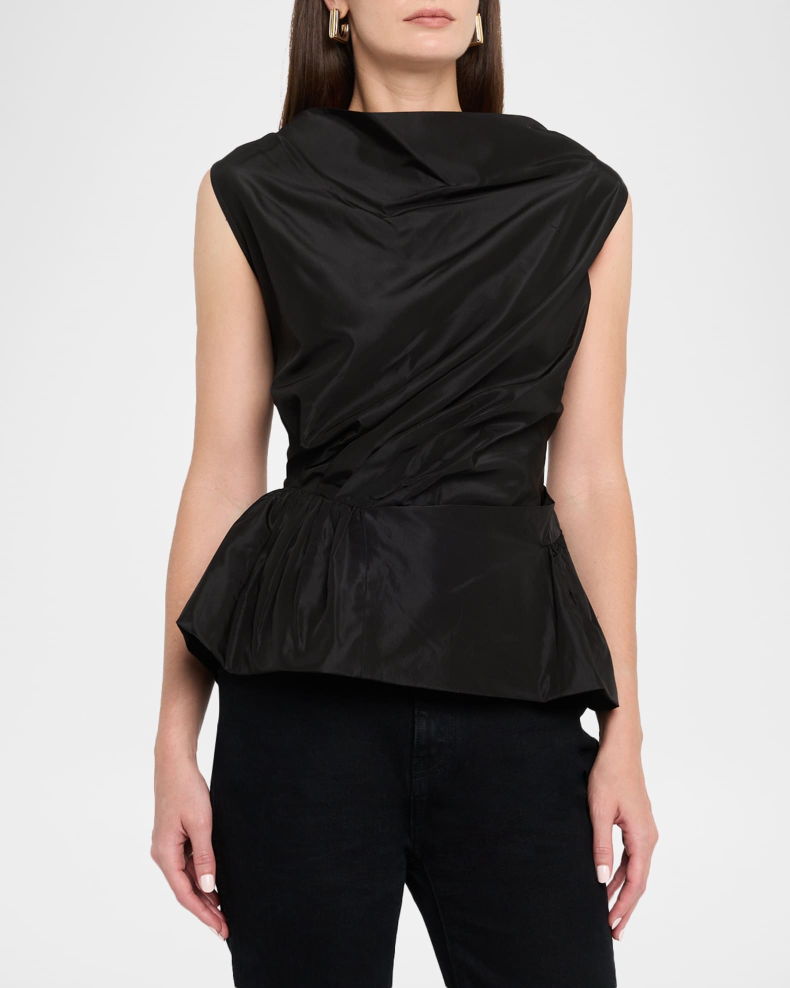 Simone Rocha Sleeveless Draped Peplum Top | Neiman Marcus