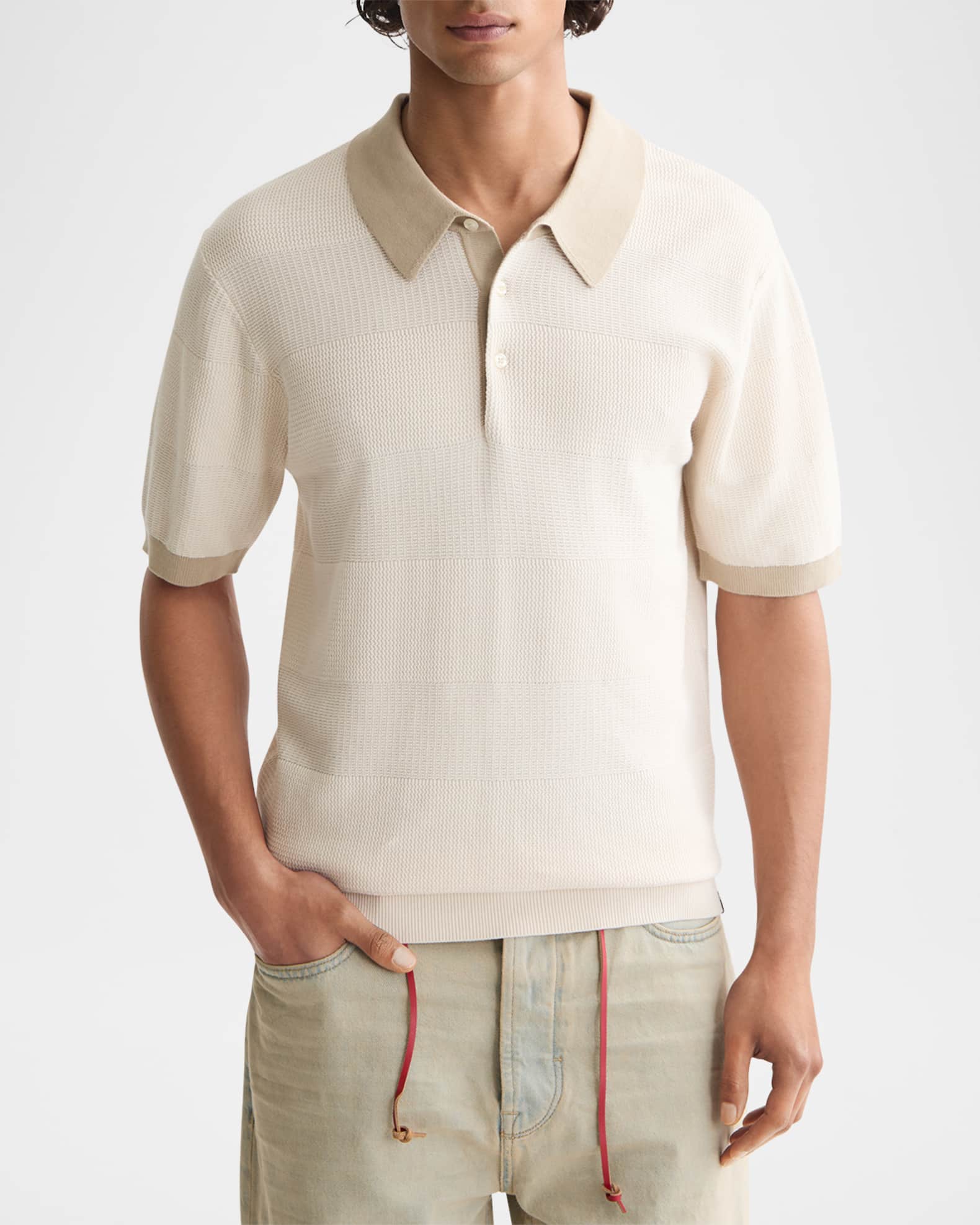 Scotch & Soda Men's Cotton Texture Knit Polo Shirt | Neiman Marcus