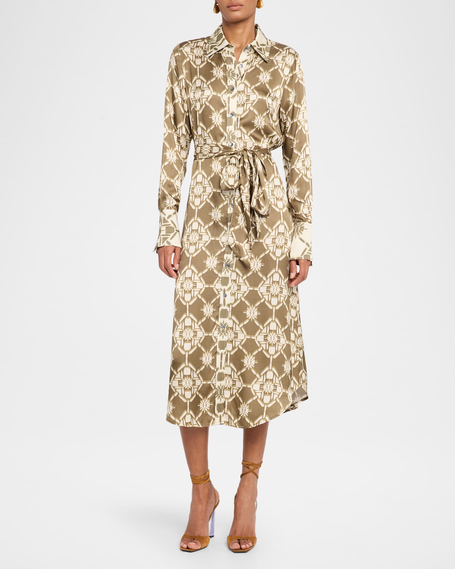 Ramy Brook Victoria Tile Print Shirtdress | Neiman Marcus