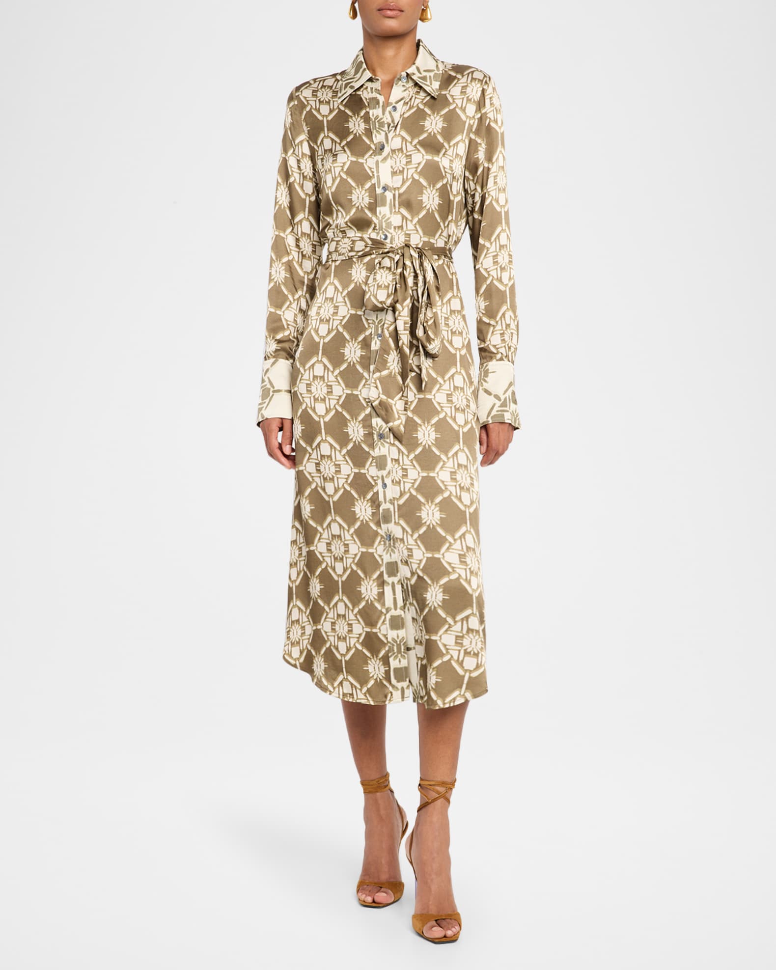 Ramy Brook Victoria Tile Print Shirtdress | Neiman Marcus