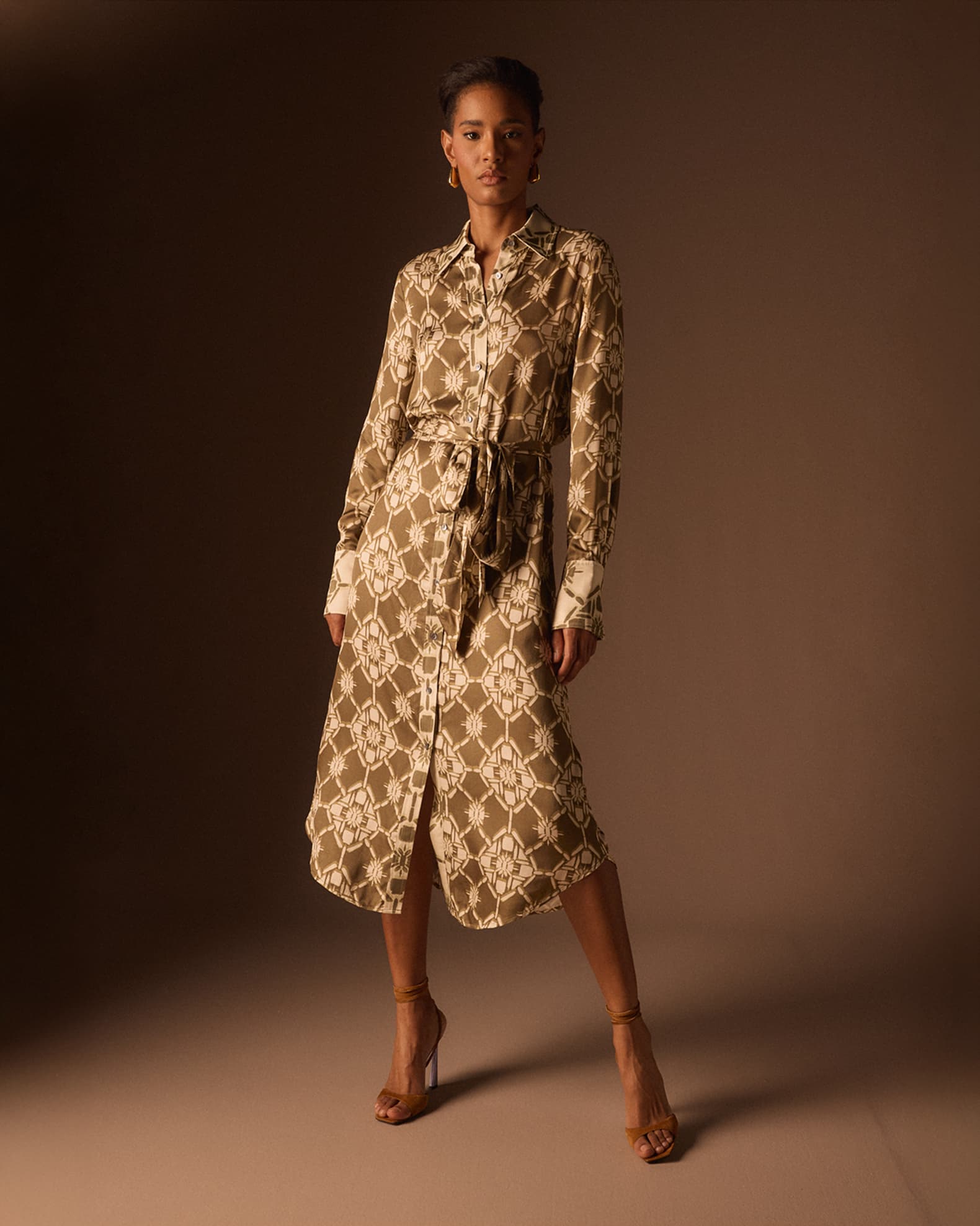 Ramy Brook Victoria Tile Print Shirtdress | Neiman Marcus