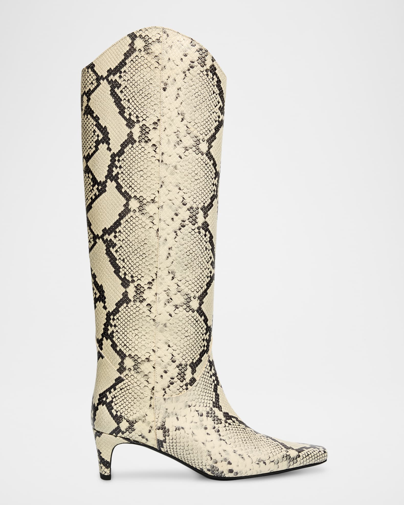STAUD Western Wally Snake-Embossed Leather Knee-High Boots | Neiman Marcus